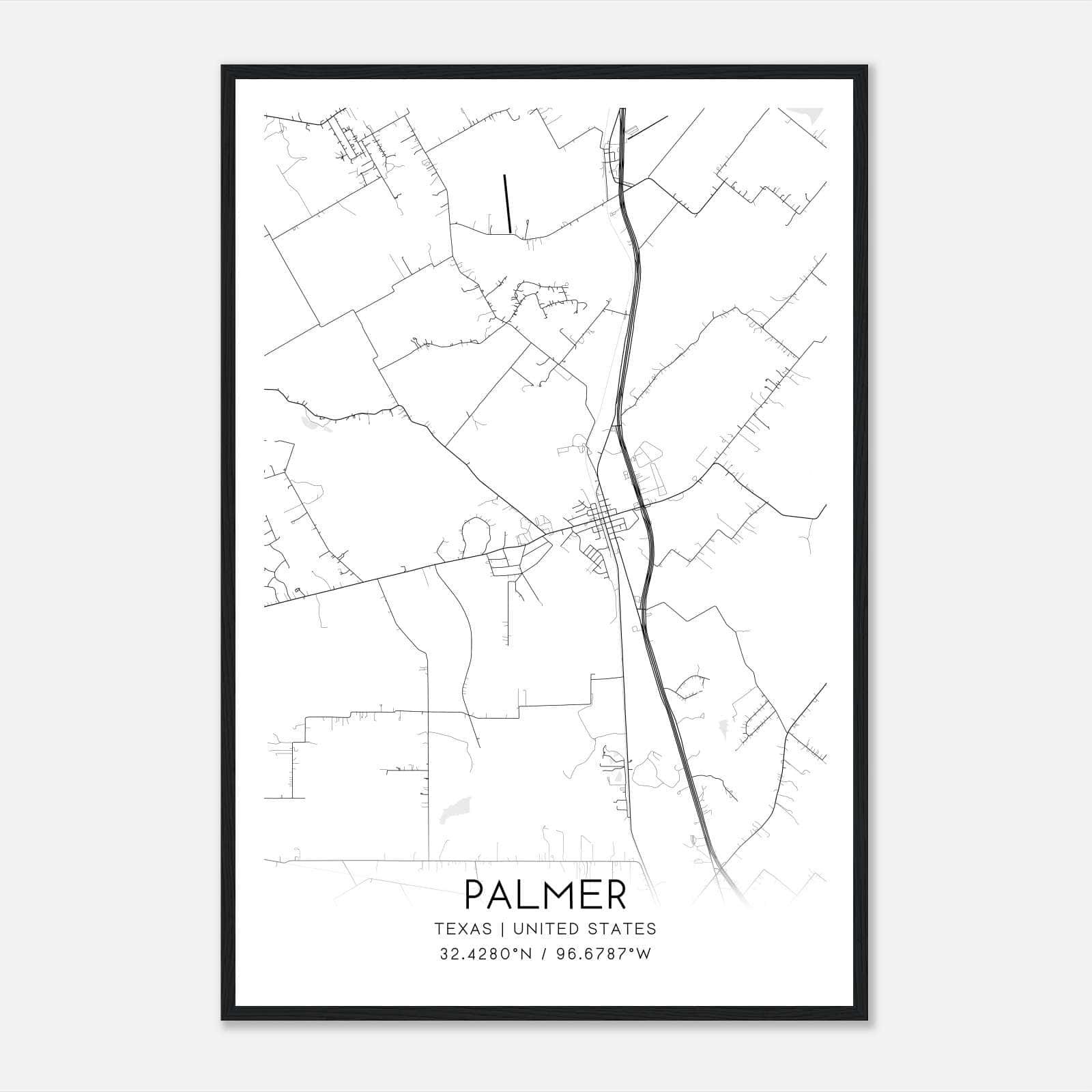 Palmer Texas Map Poster, Modern Home Decor Wall Art Print - Custom Maps ...