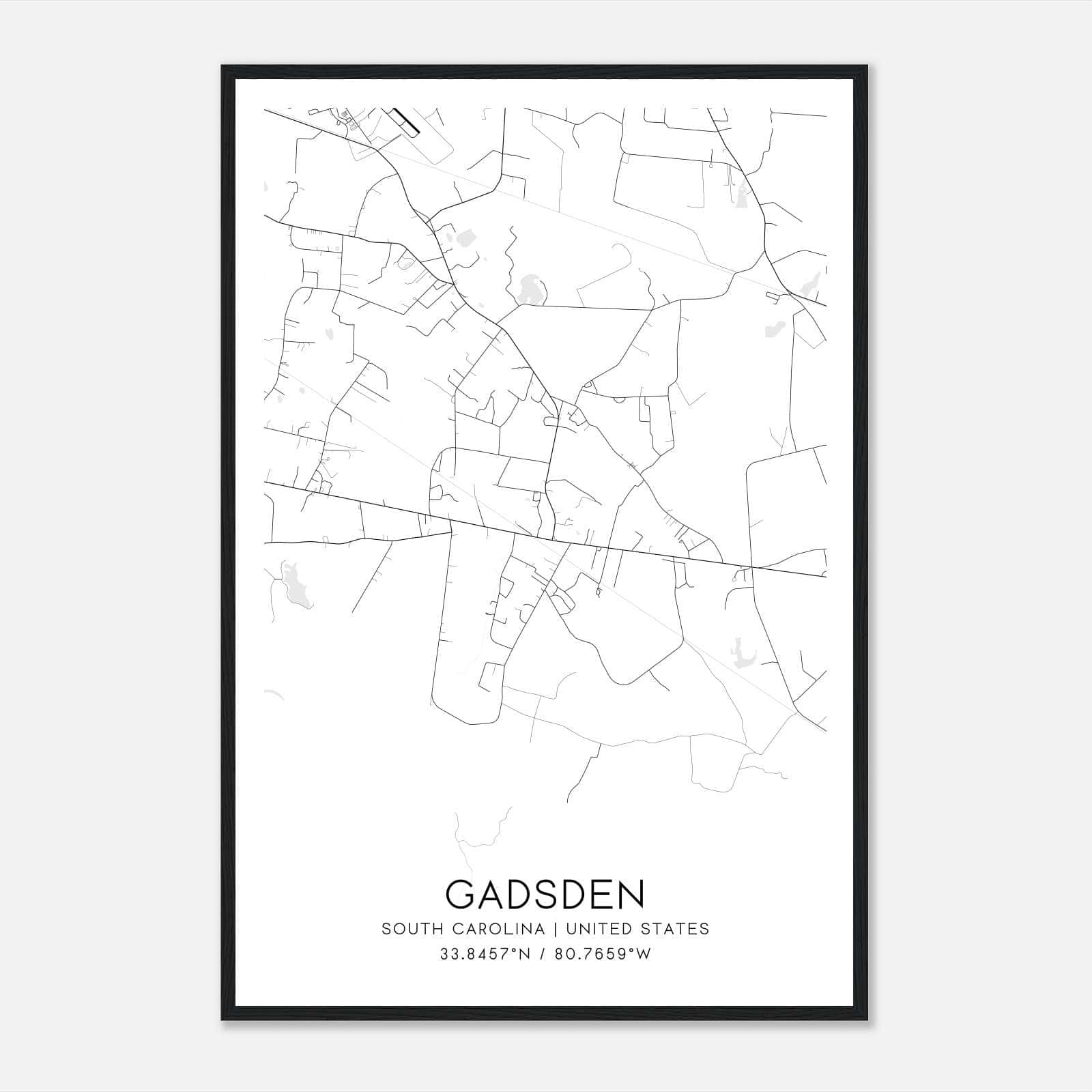 Gadsden South Carolina Map Poster, Modern Home Decor Wall Art Print ...