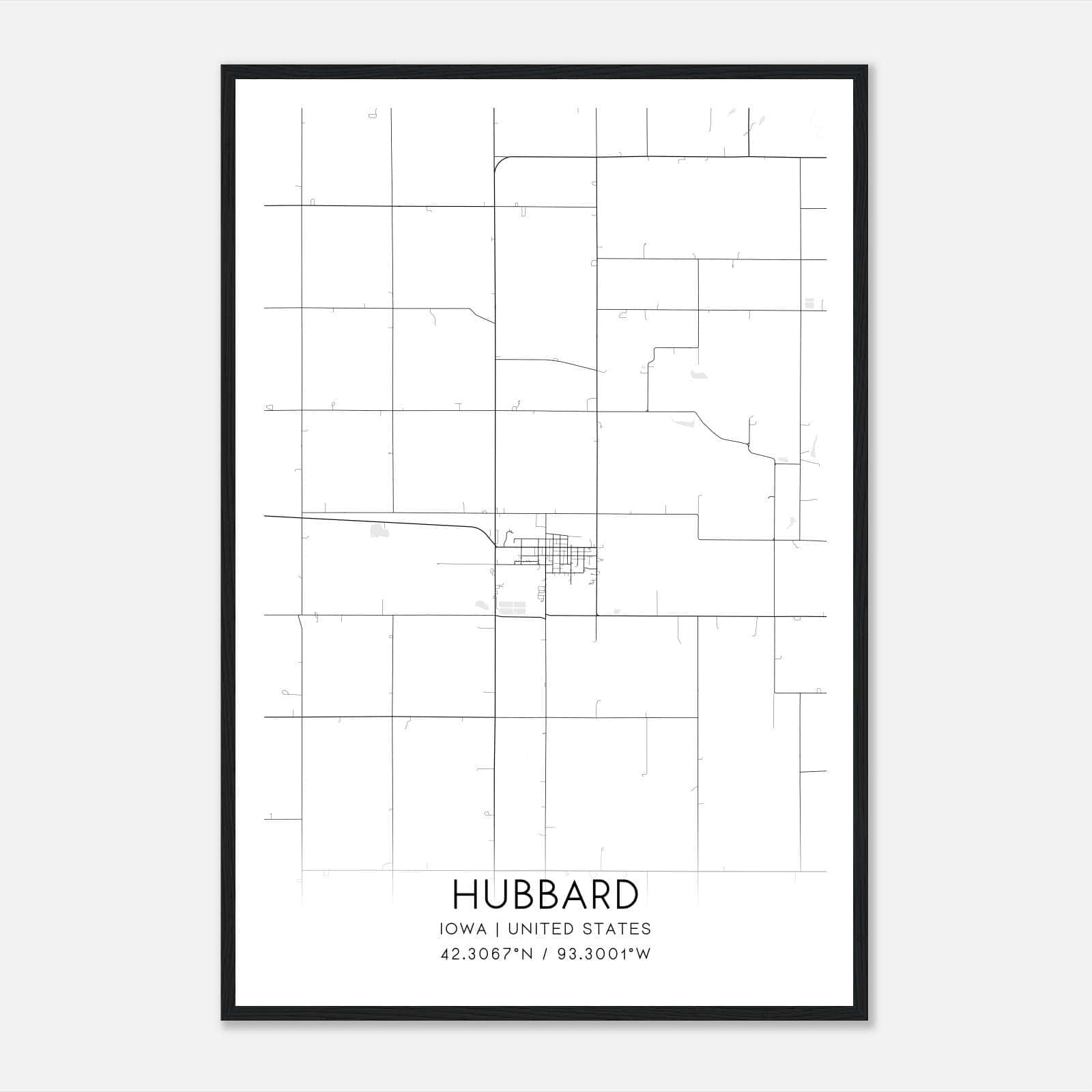 Hubbard Iowa Map Poster, Modern Home Decor Wall Art Print - Custom Maps ...
