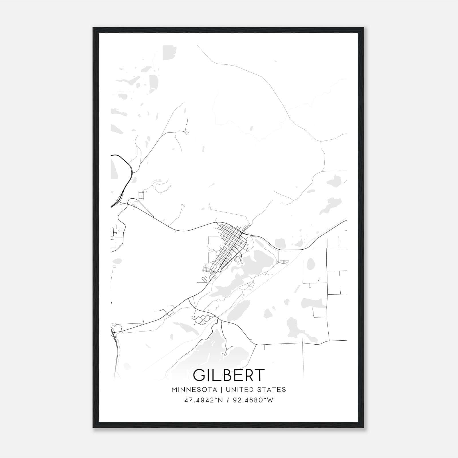 Gilbert Minnesota Map Poster, Modern Home Decor Wall Art Print - Custom ...