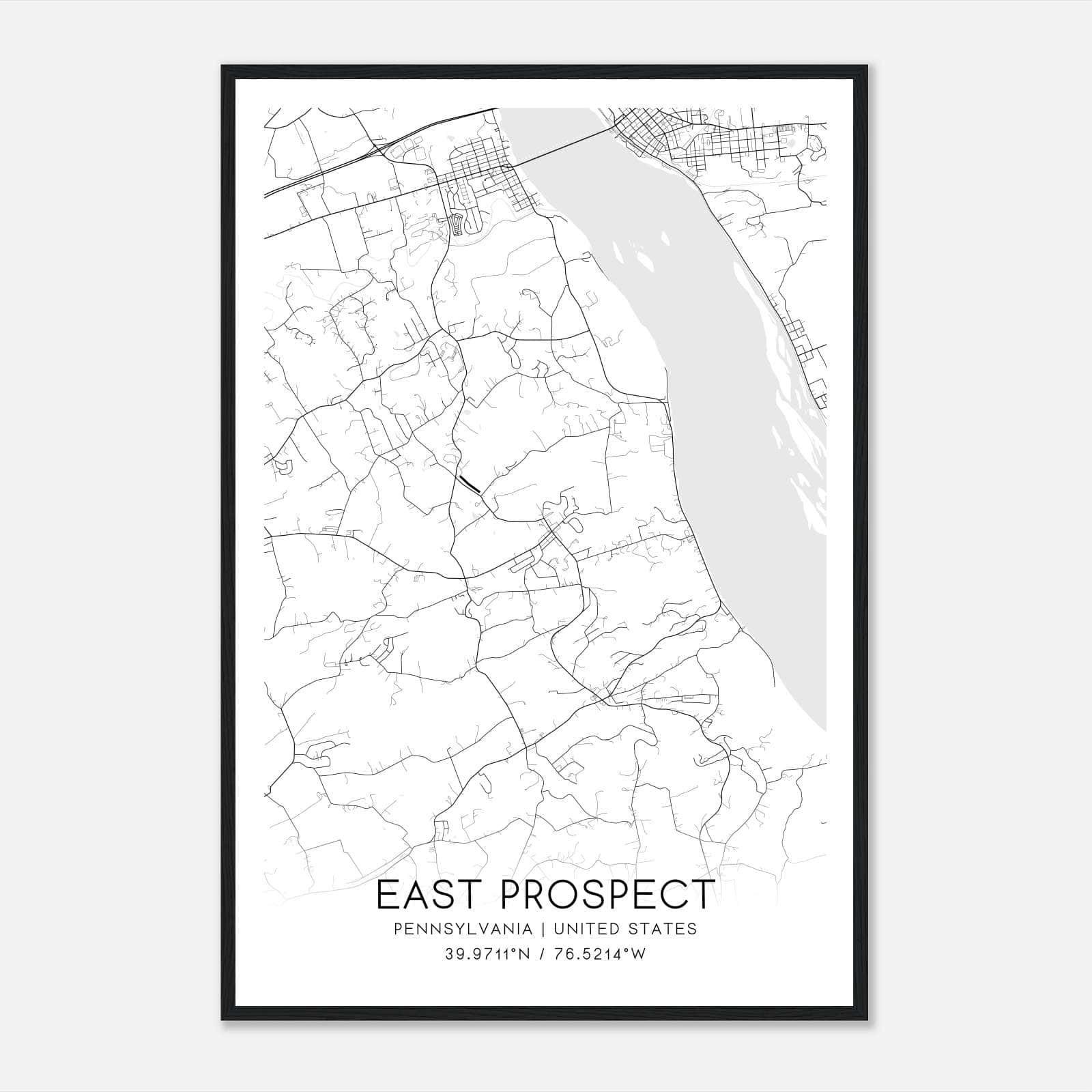 East Prospect Pennsylvania Map Poster, Modern Home Decor Wall Art Print ...