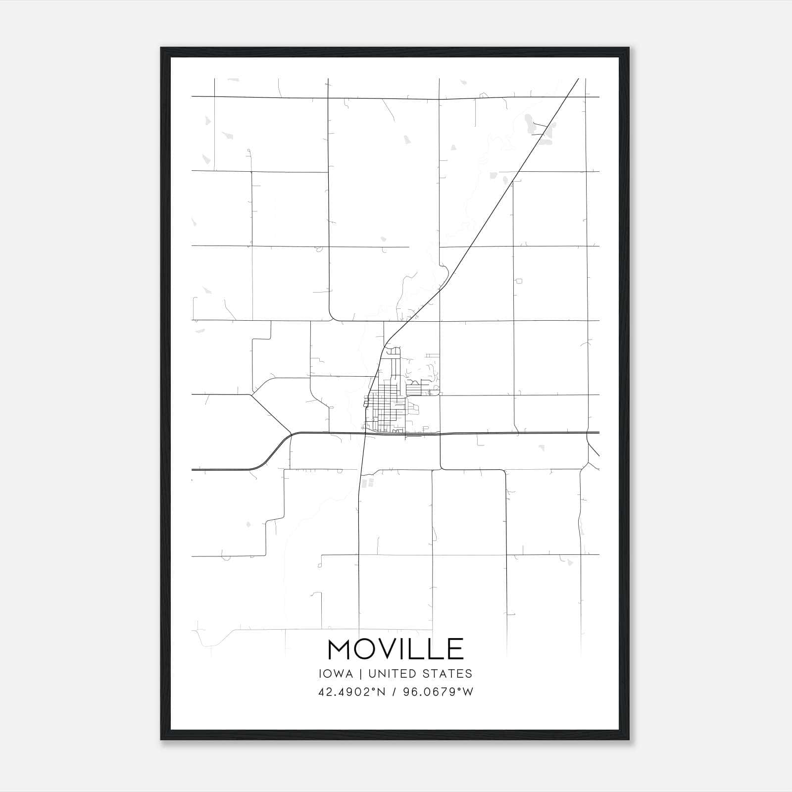 Moville Iowa Map Poster, Modern Home Decor Wall Art Print - Custom Maps ...