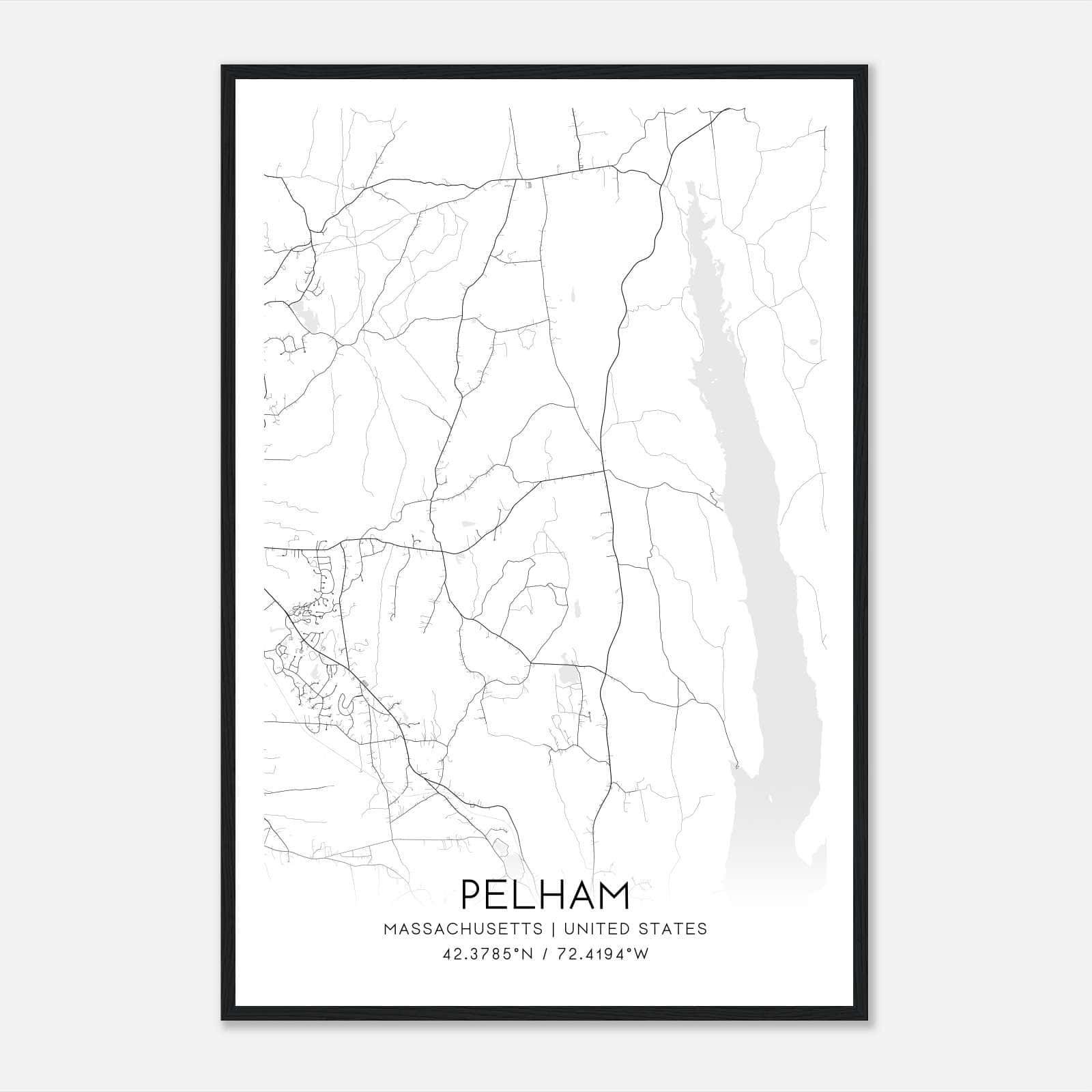Pelham Massachusetts Map Poster, Modern Home Decor Wall Art Print ...