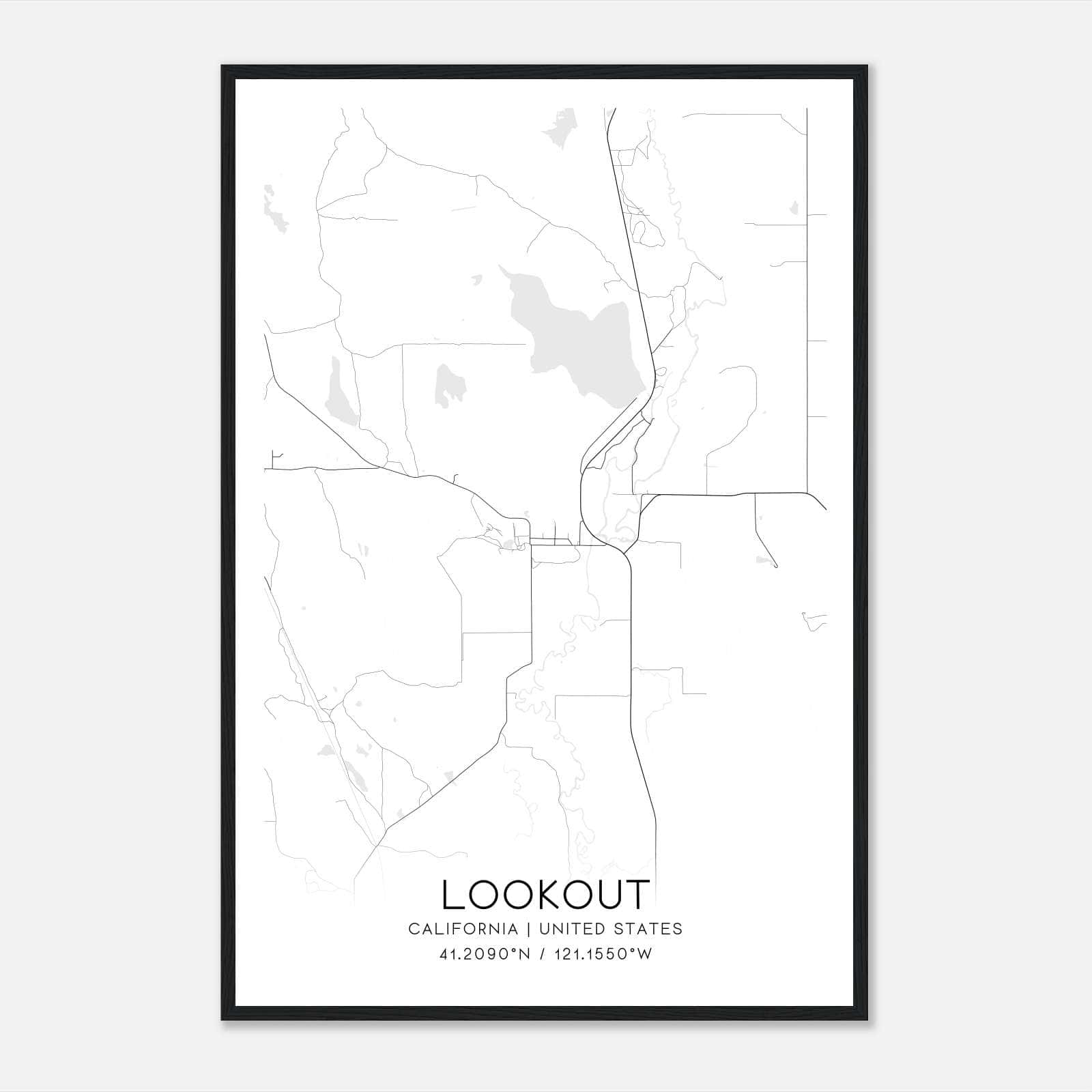 Lookout California Map Poster, Modern Home Decor Wall Art Print ...