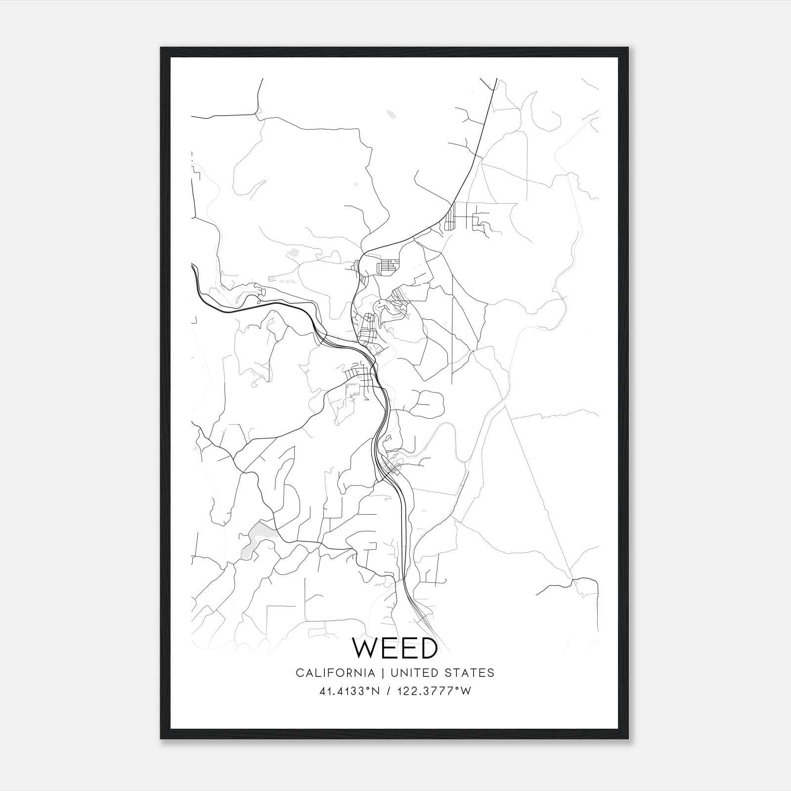 Weed California Map Poster, Modern Home Decor Wall Art Print - Custom ...