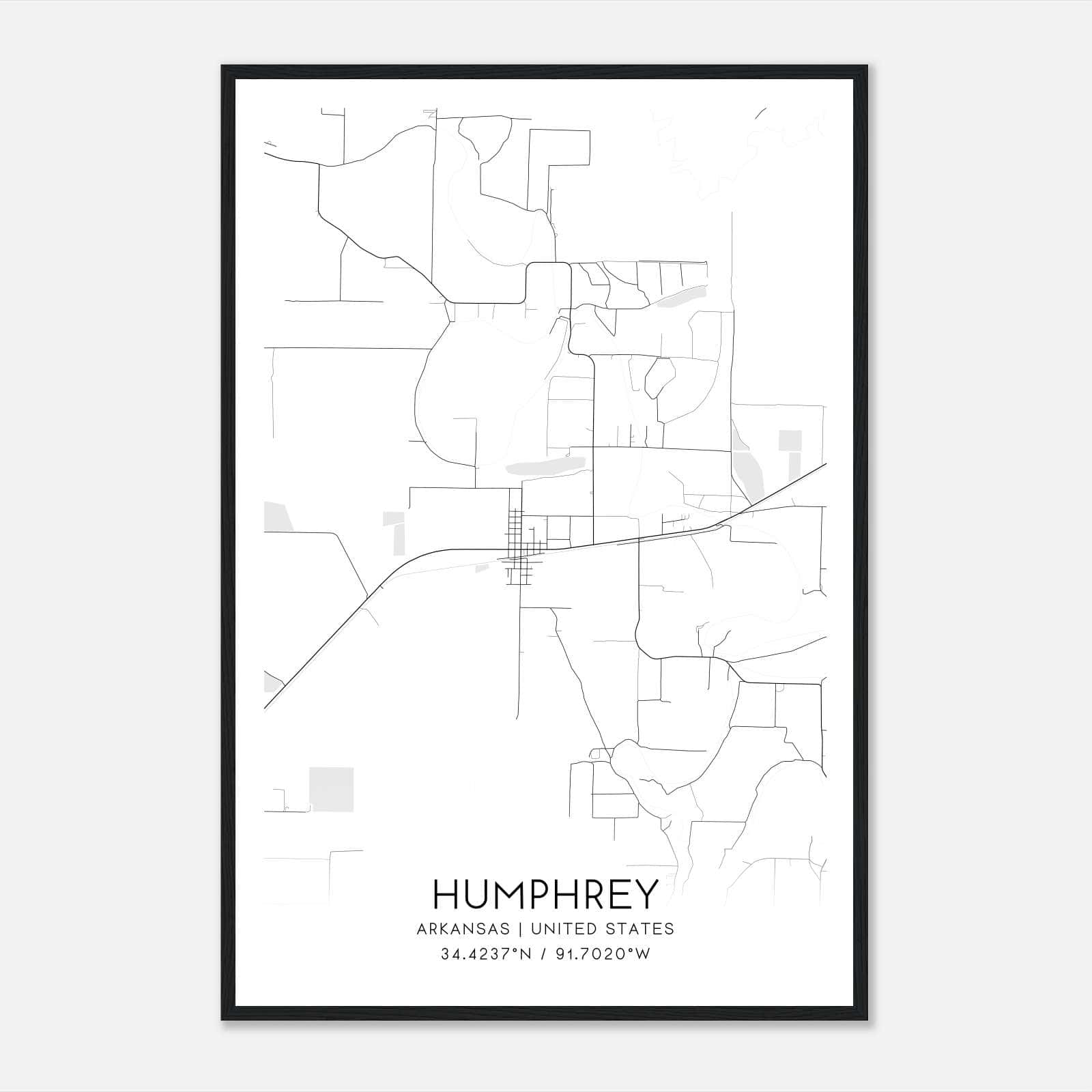 Humphrey Arkansas Map Poster, Modern Home Decor Wall Art Print - Custom ...