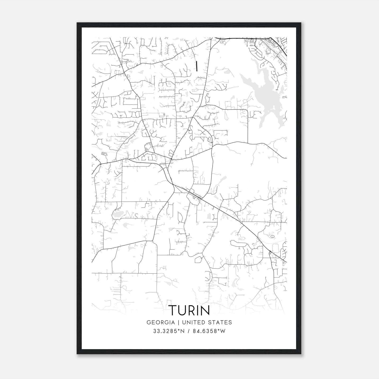 Turin Georgia Map Poster, Modern Home Decor Wall Art Print - Custom ...
