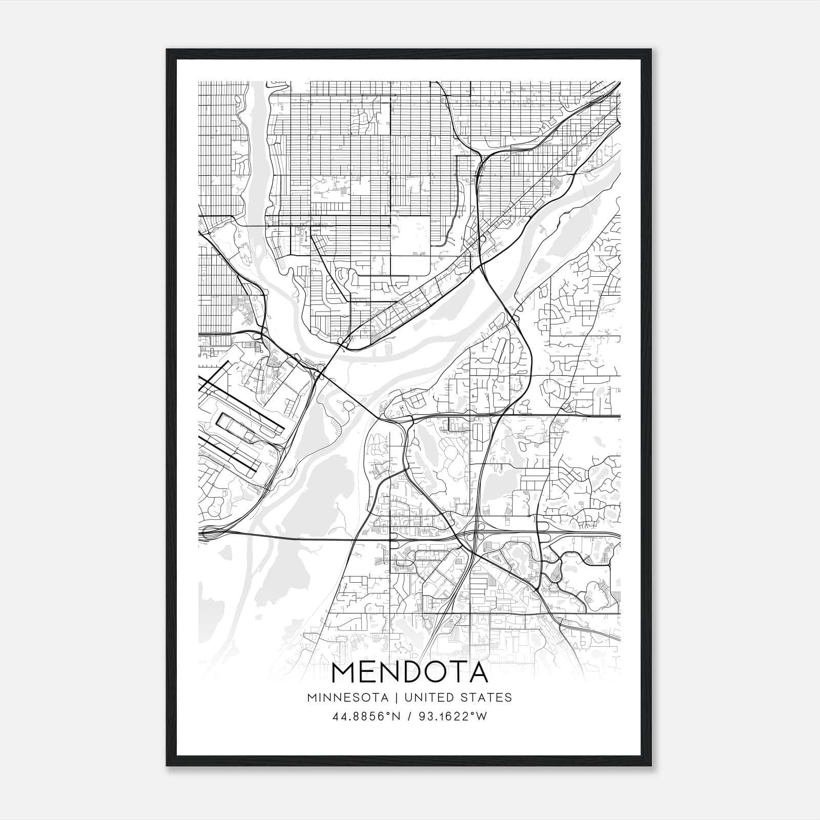 Mendota Minnesota Map Poster, Modern Home Decor Wall Art Print - Custom ...