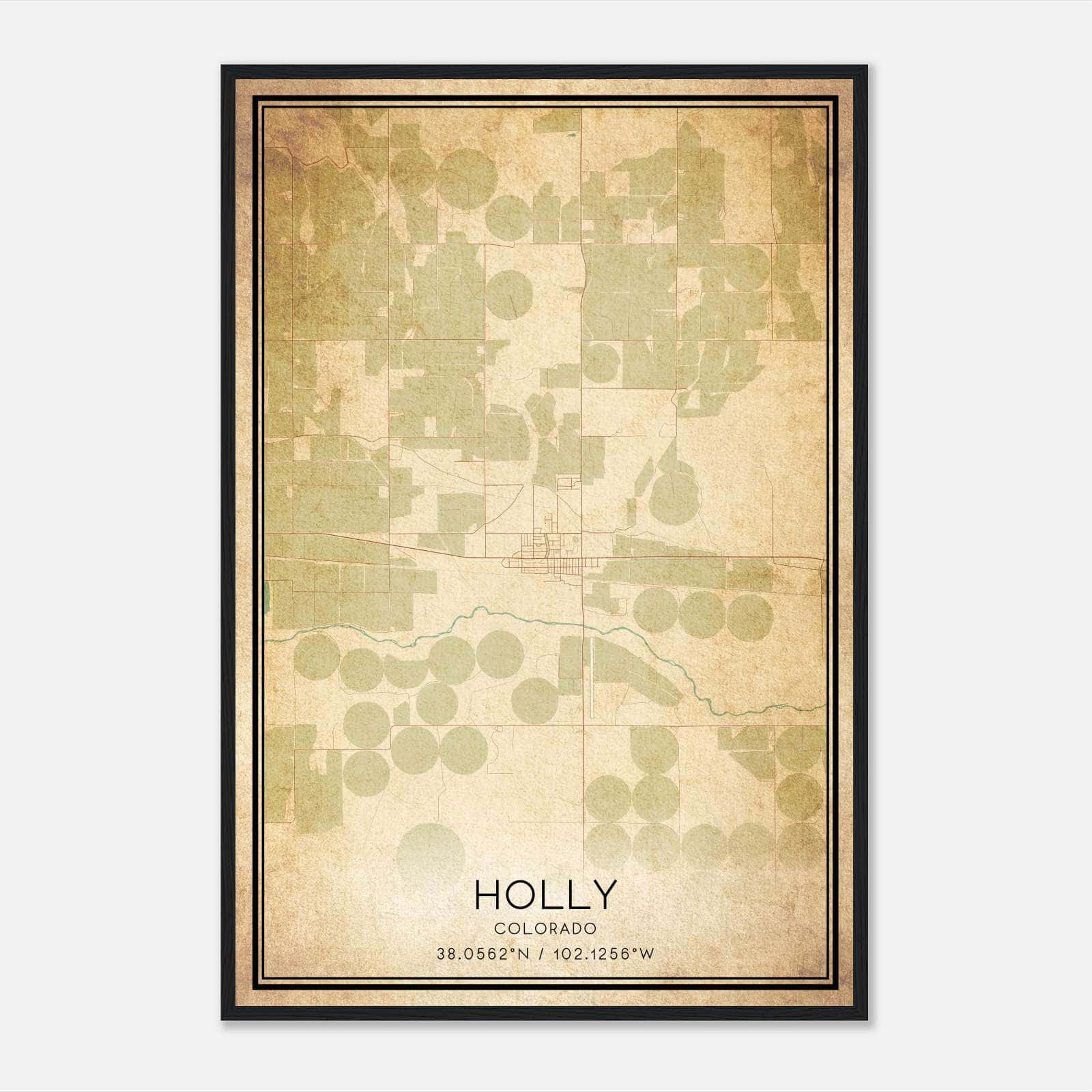 Vintage Holly Colorado Map Poster, Holly CO City Road Wall Art Print ...