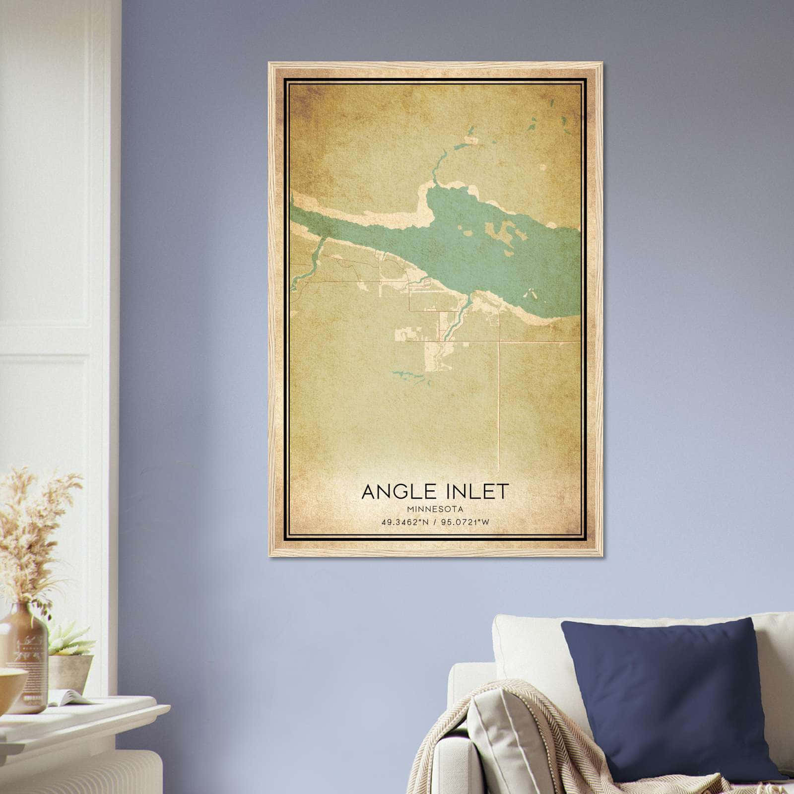 Vintage Angle Inlet Minnesota Map Poster, Angle Inlet MN City Road Wall ...
