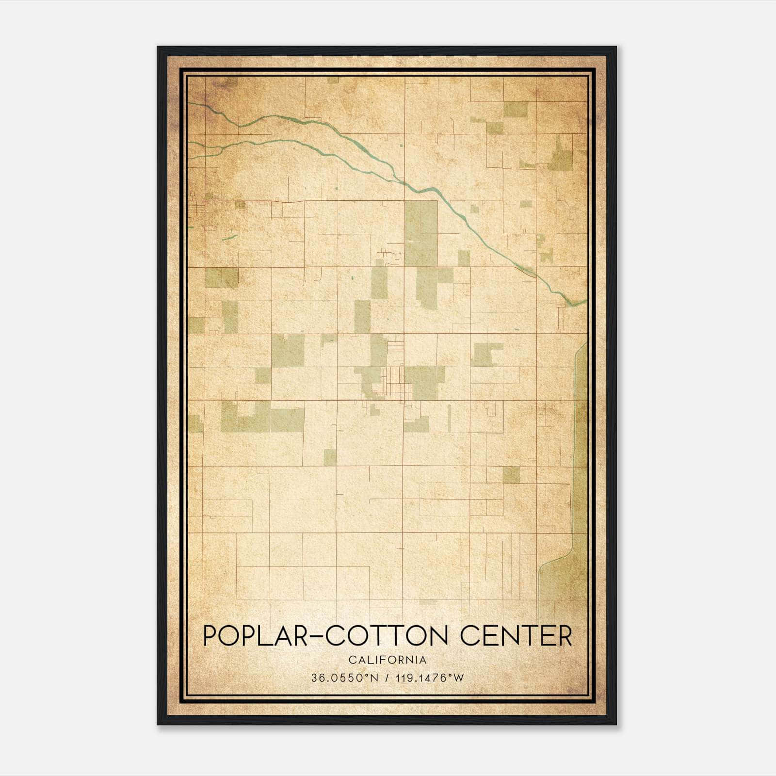 Vintage Poplar-Cotton Center California Map Poster, Poplar-Cotton ...