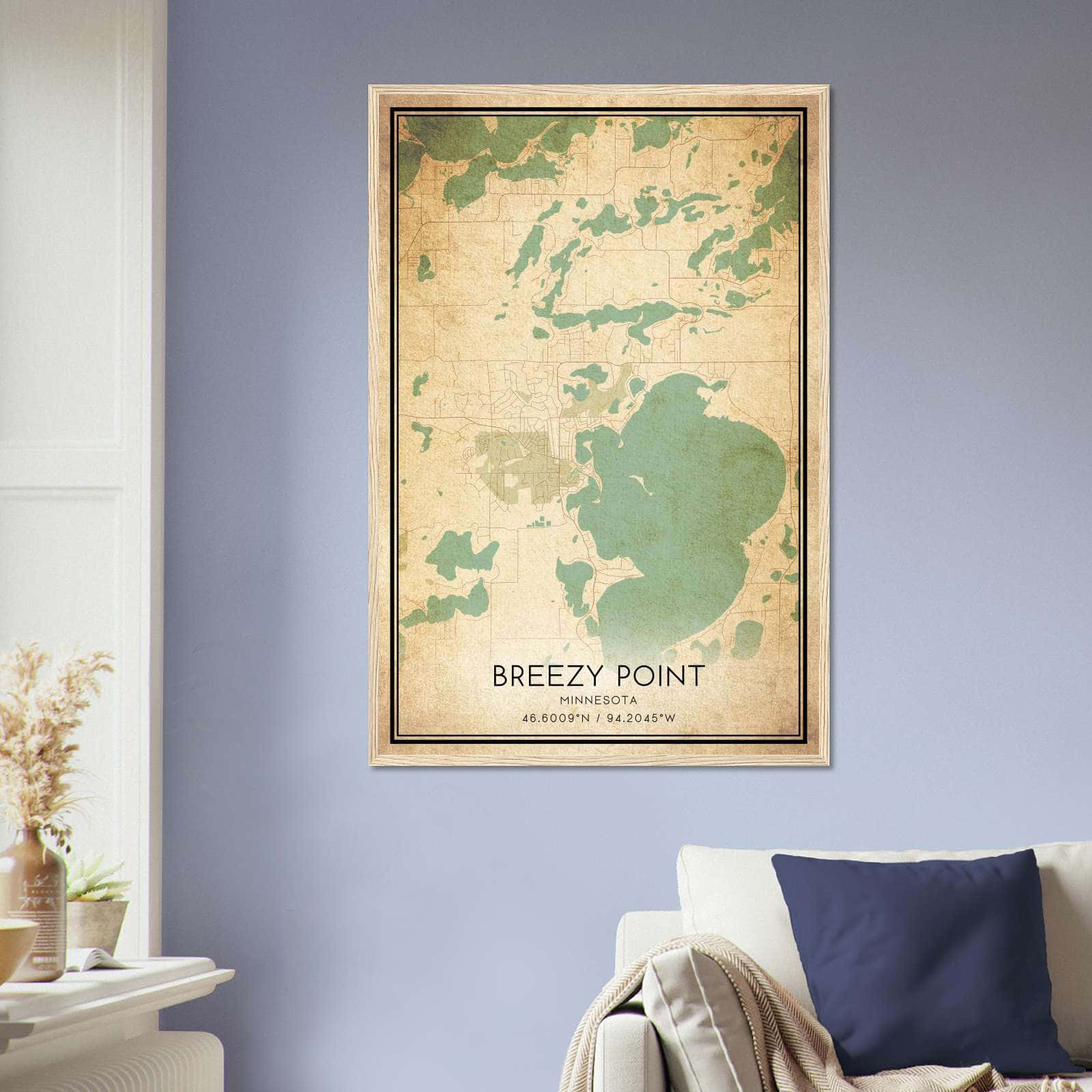 Vintage Breezy Point Minnesota Map Poster, Breezy Point MN City Road ...