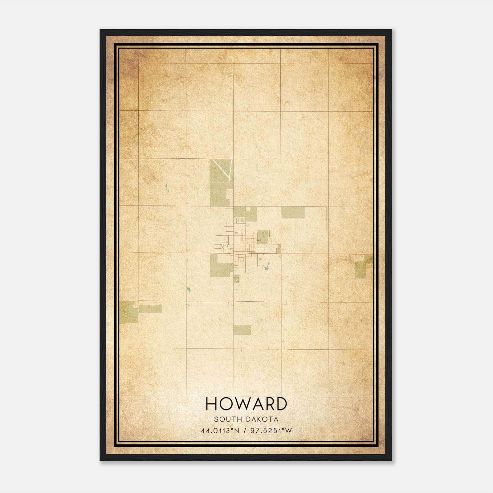 Vintage Howard South Dakota Map Poster, Howard SD City Road Wall Art ...