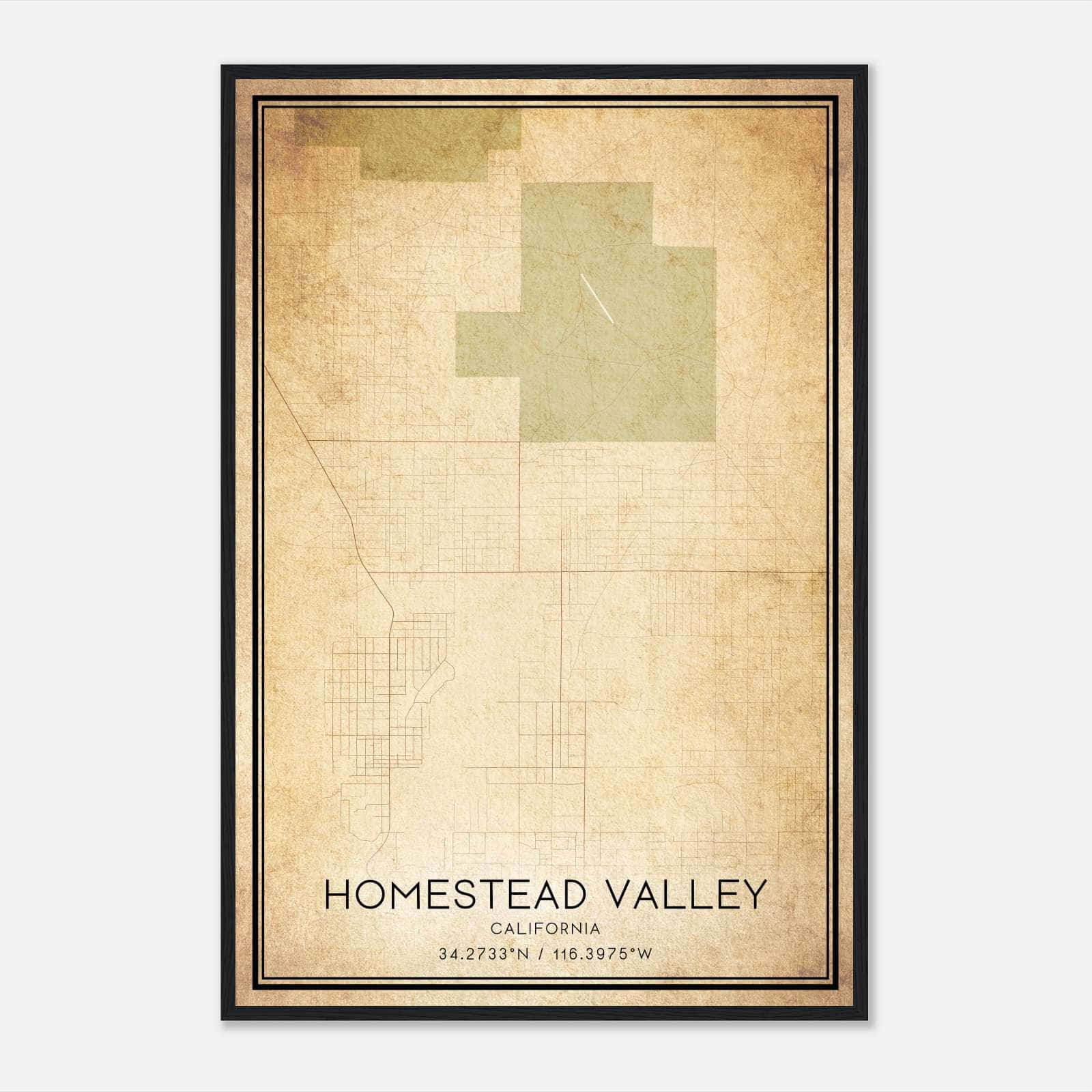 Vintage Homestead Valley California Map Poster, Homestead Valley CA ...