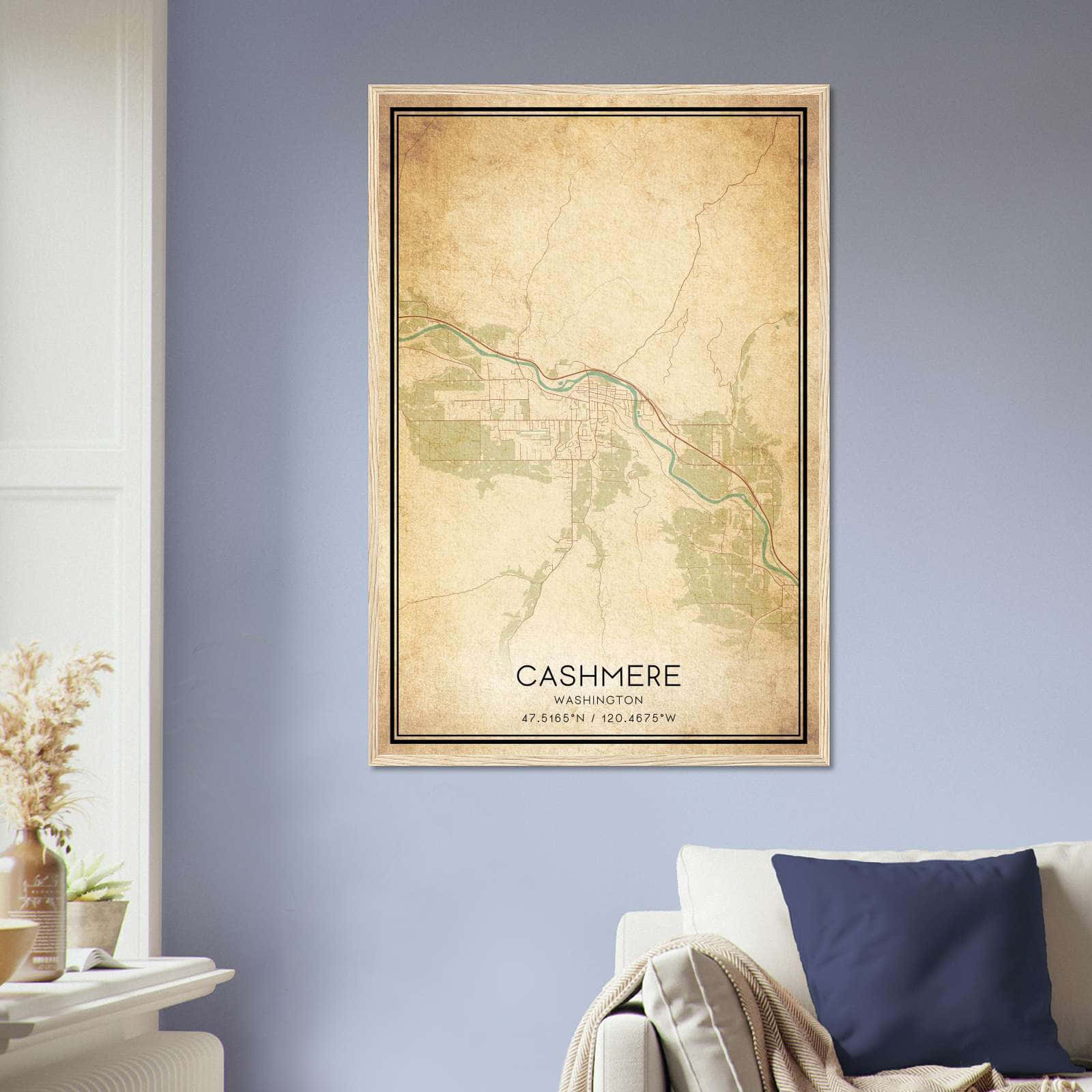 Vintage Cashmere Washington Map Poster, Cashmere WA City Road Wall Art ...