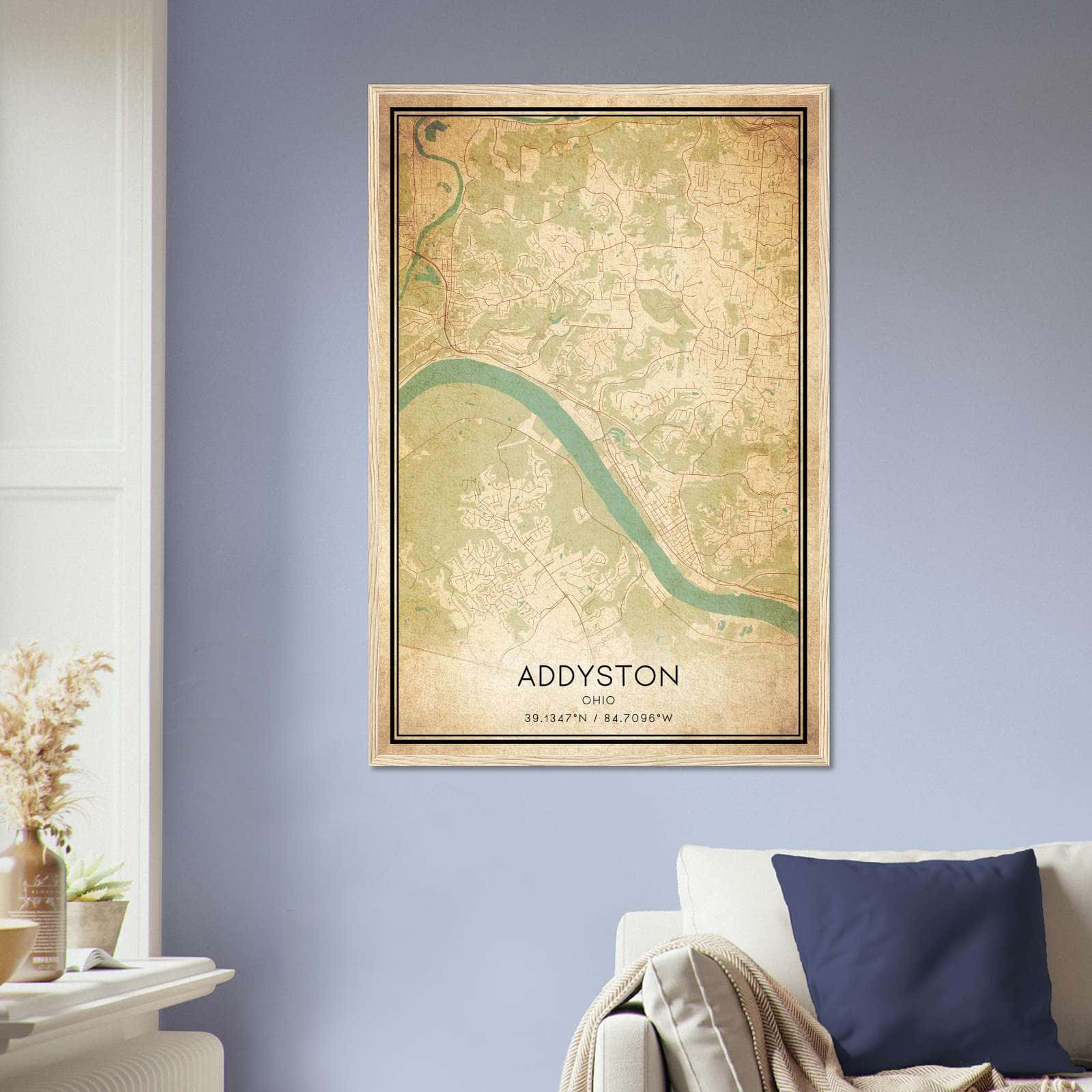 Vintage Addyston Ohio Map Poster, Addyston OH City Road Wall Art Print ...