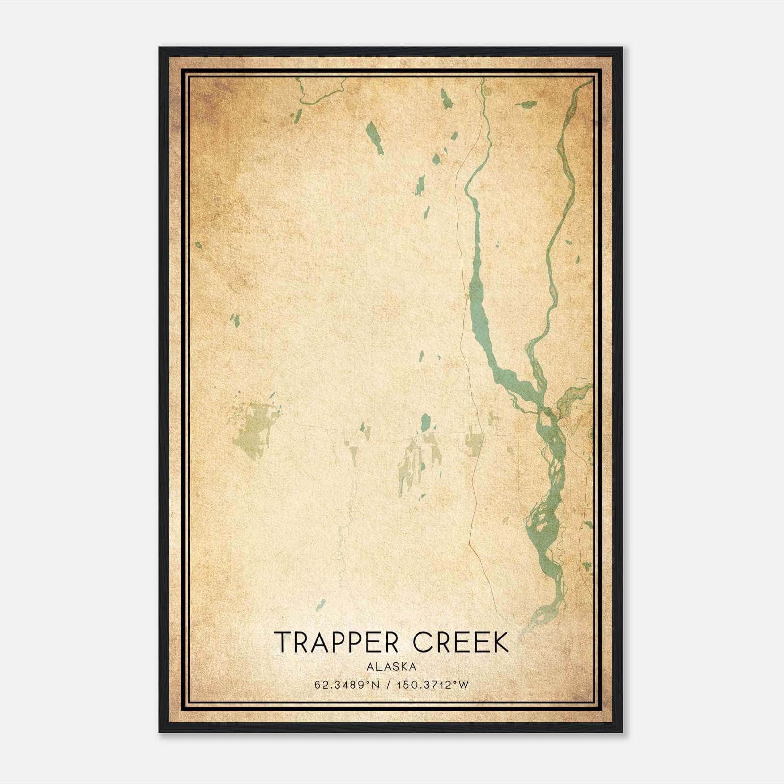 Vintage Trapper Creek Alaska Map Poster, Trapper Creek AK City Road ...