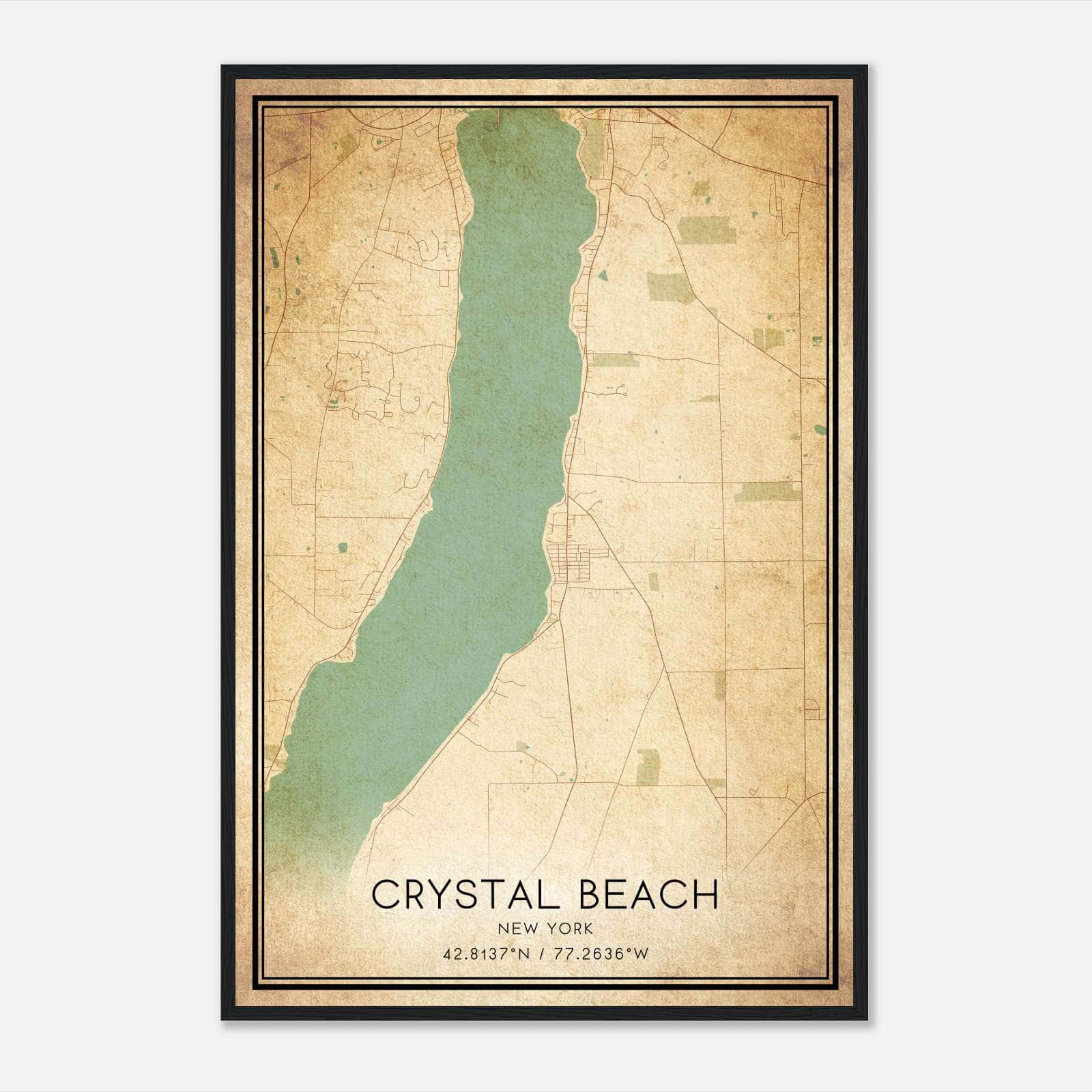 Vintage Crystal Beach New York Map Poster, Crystal Beach NY City Road ...