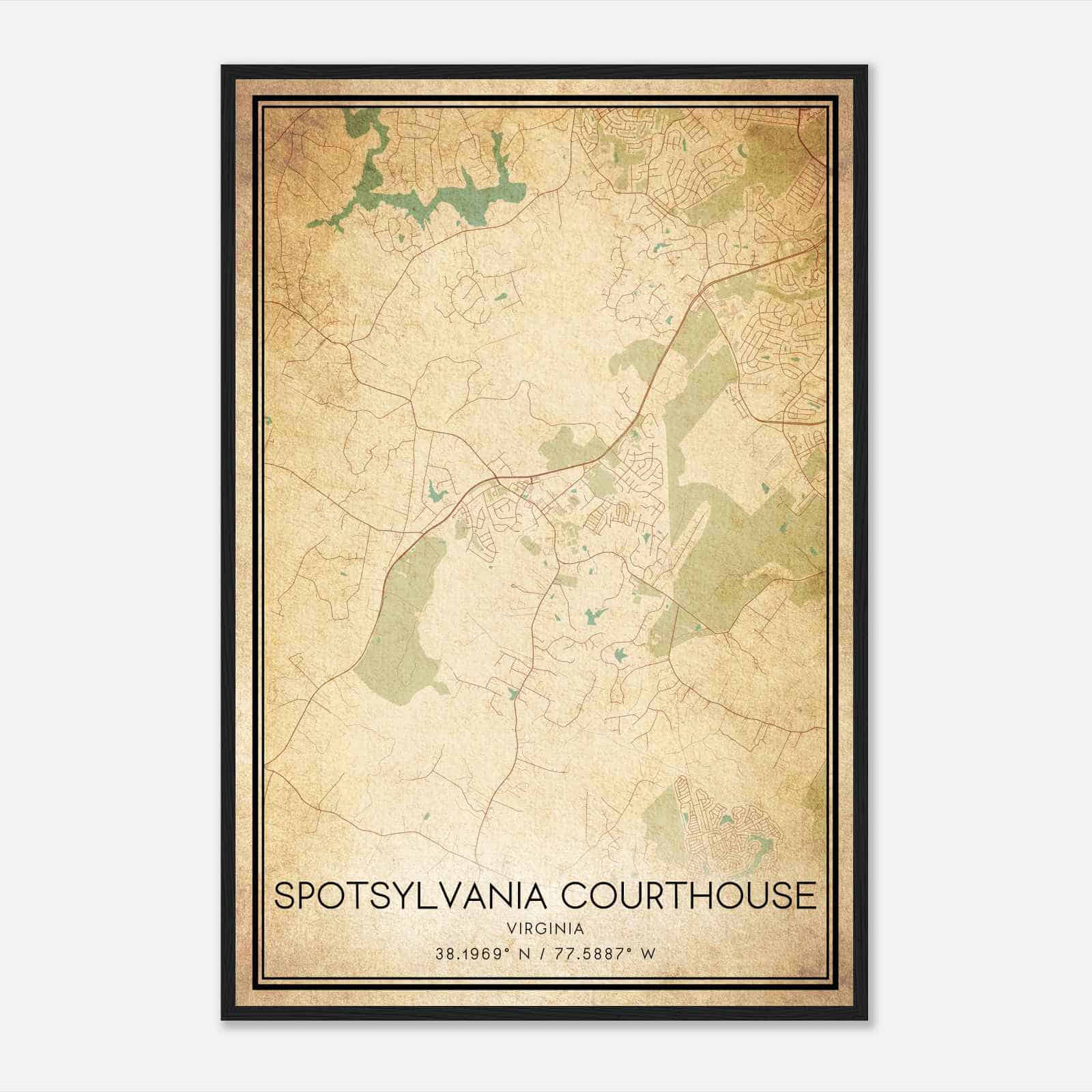 Vintage Spotsylvania Courthouse Virginia Map Poster, Spotsylvania ...