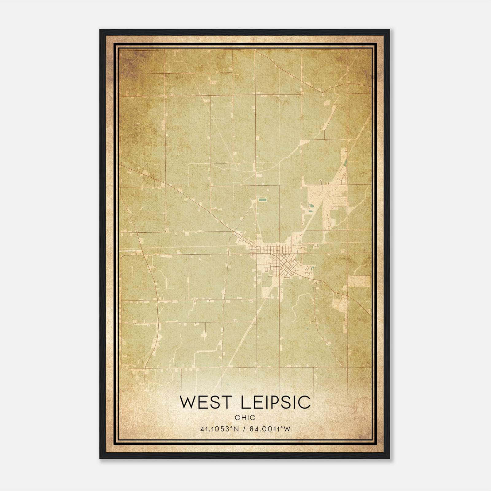 Vintage West Leipsic Ohio Map Poster, West Leipsic OH City Road Wall ...
