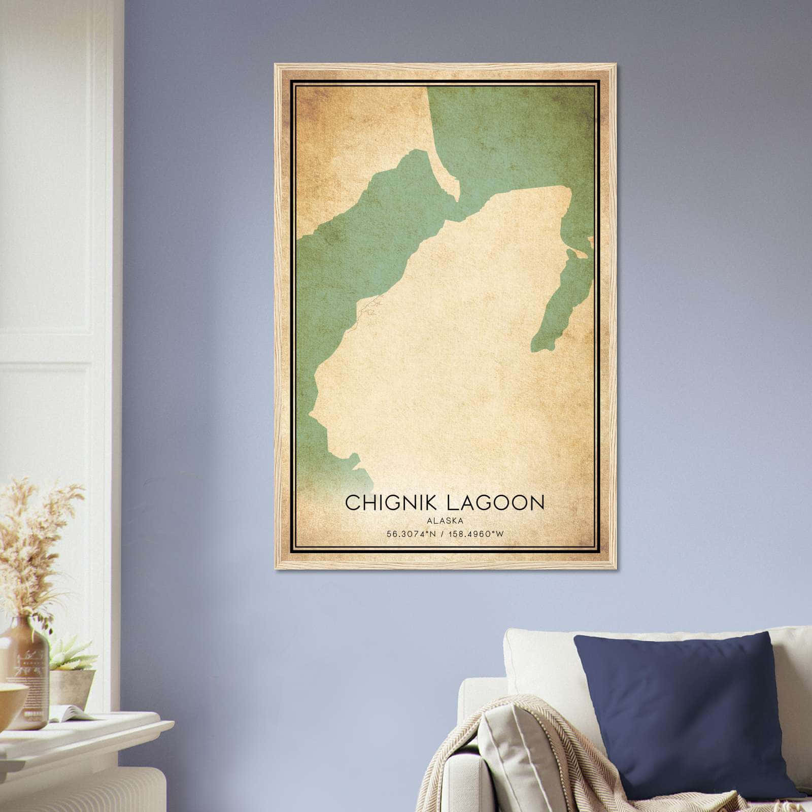 Vintage Chignik Lagoon Alaska Map Poster, Chignik Lagoon AK City Road ...
