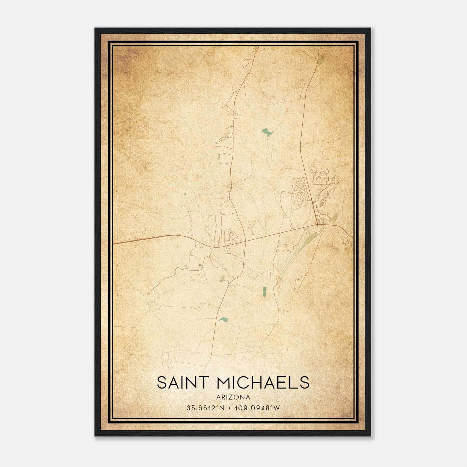 Vintage Saint Michaels Arizona Map Poster, Saint Michaels AZ City Road ...