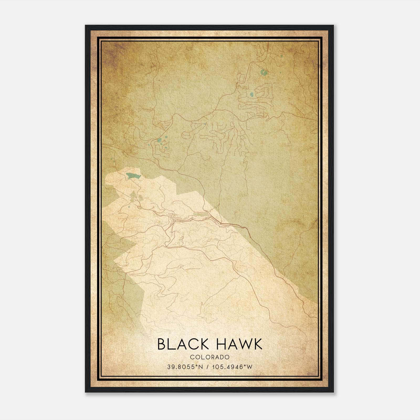 Vintage Black Hawk Colorado Map Poster, Black Hawk CO City Road Wall ...