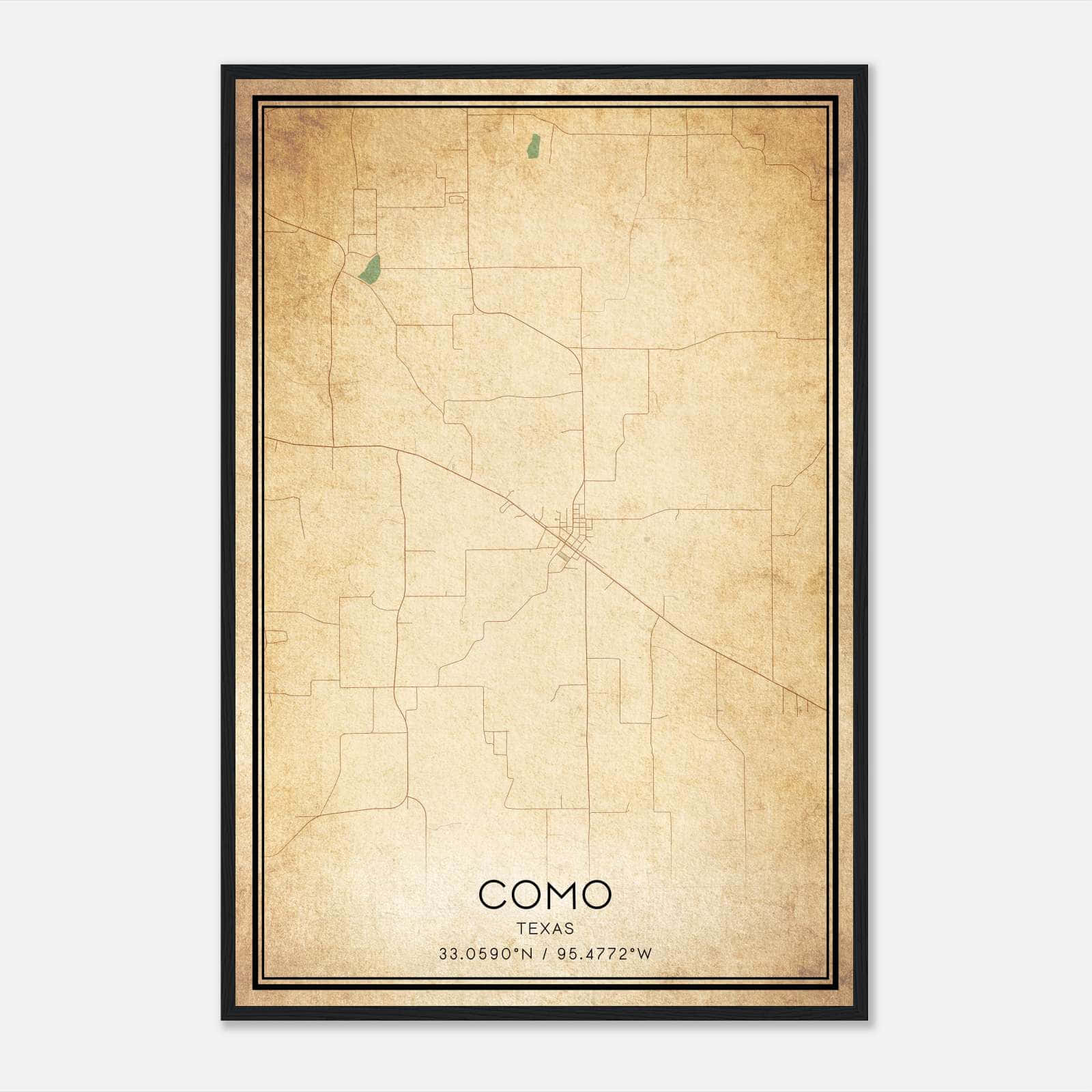 Vintage Como Texas Map Poster, Como TX City Road Wall Art Print ...