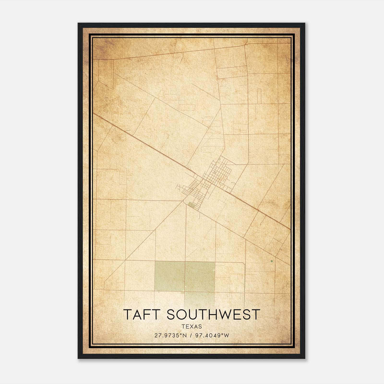 Vintage Taft Southwest Texas Map Poster, Taft Southwest TX City Road ...