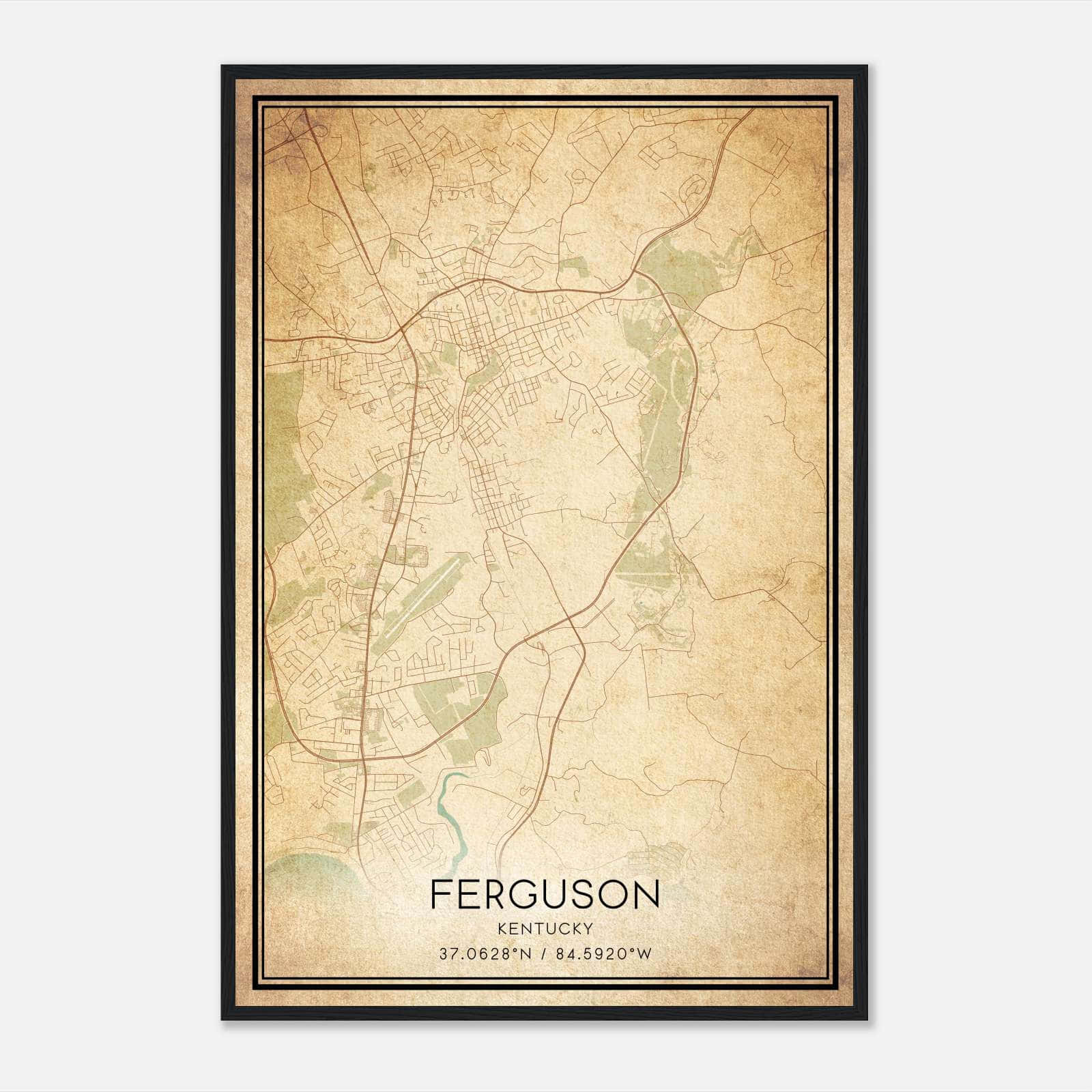 Vintage Ferguson Kentucky Map Poster, Ferguson KY City Road Wall Art ...