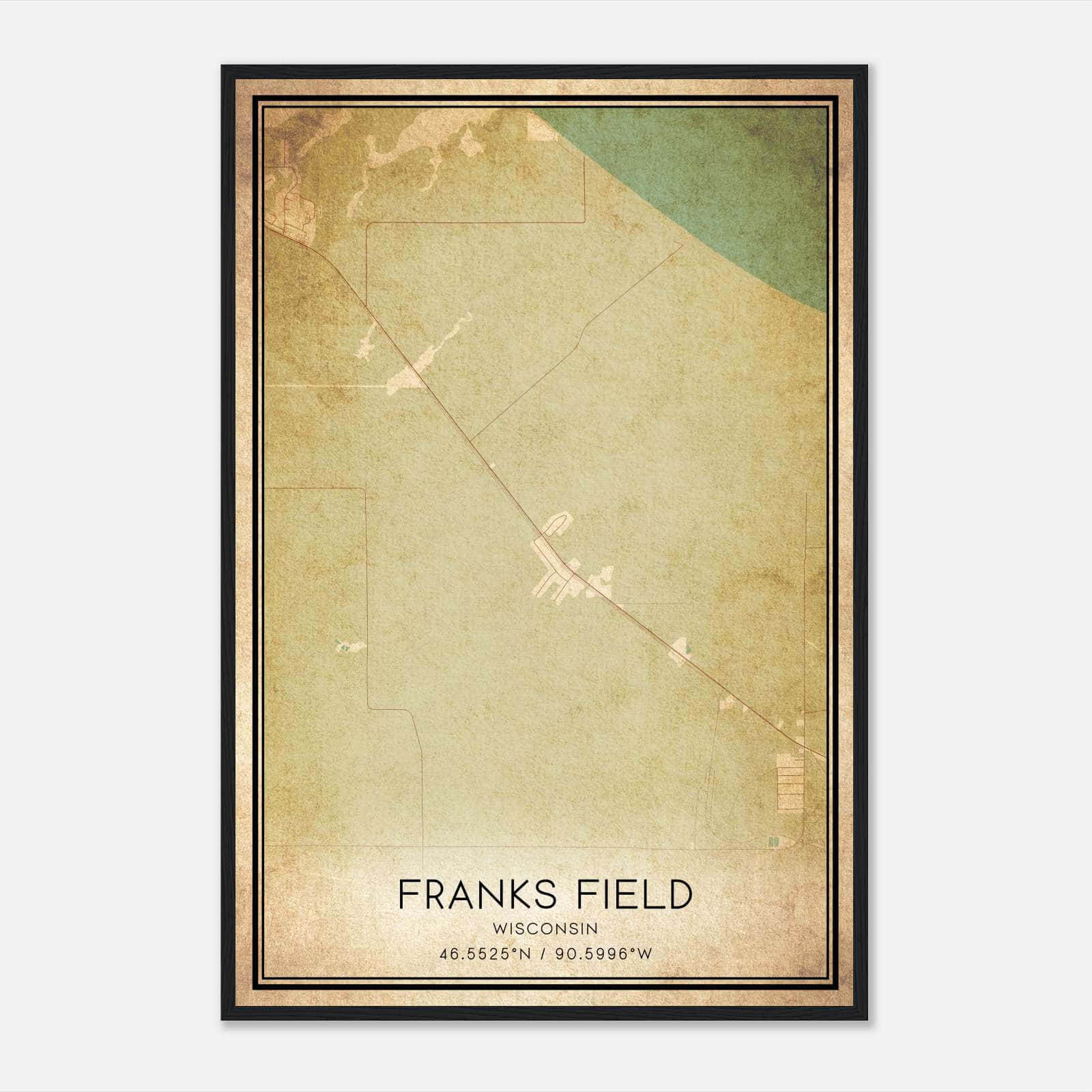 Vintage Franks Field Wisconsin Map Poster, Franks Field WI City Road ...