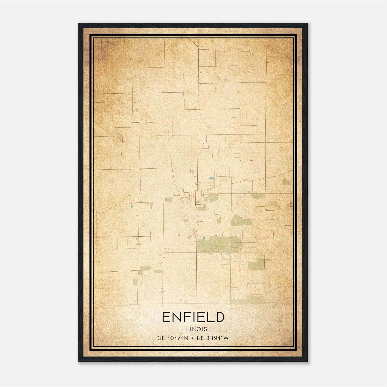 Vintage Enfield Illinois Map Poster, Enfield IL City Road Wall Art ...