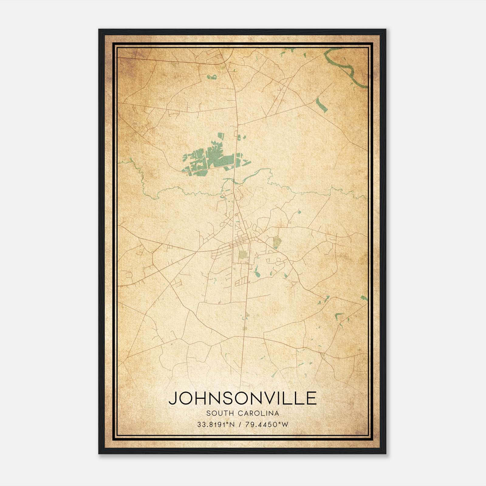 Vintage Johnsonville South Carolina Map Poster, Johnsonville SC City ...