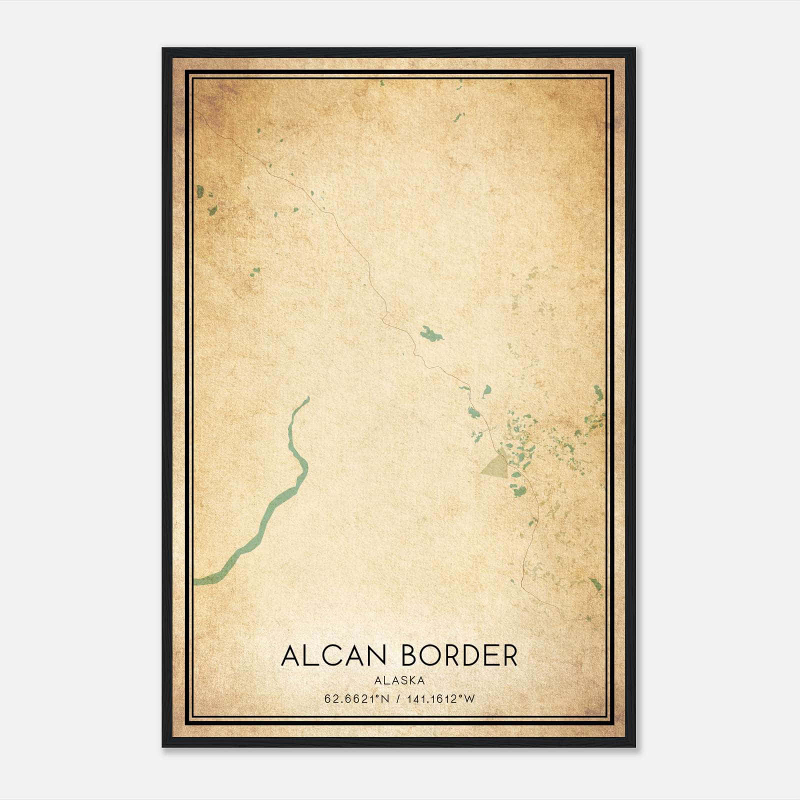 Vintage Alcan Border Alaska Map Poster, Alcan Border AK City Road Wall ...