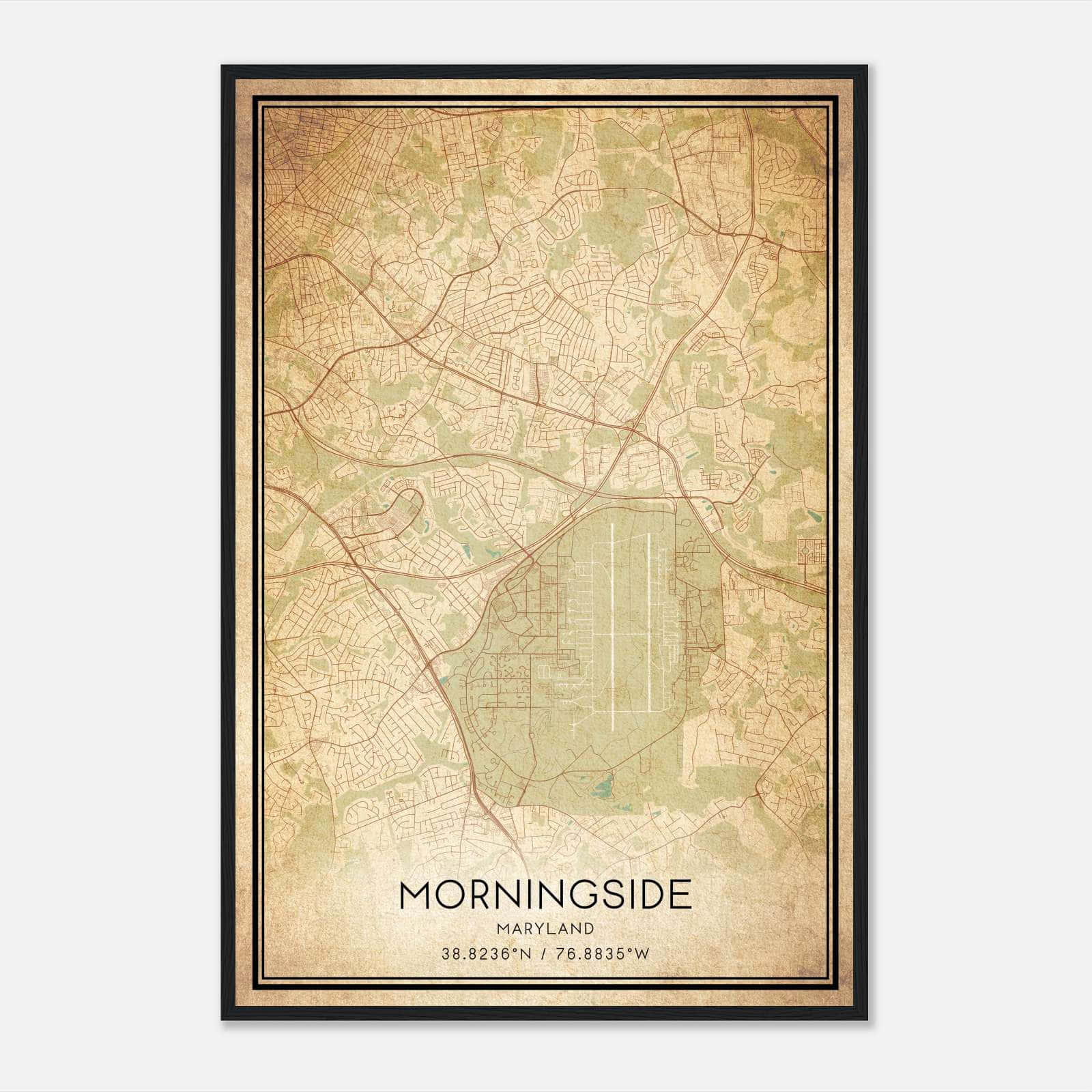 Vintage Morningside Maryland Map Poster, Morningside MD City Road Wall ...