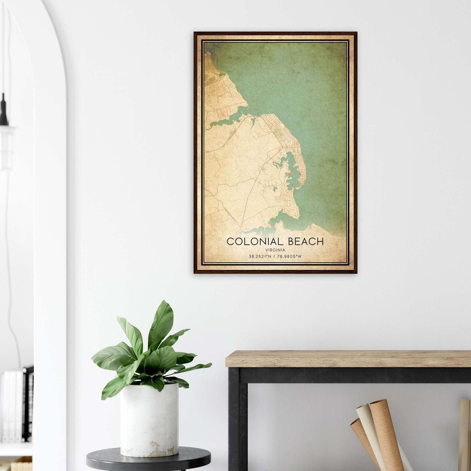Vintage Colonial Beach Virginia Map Poster, Colonial Beach VA City Road ...