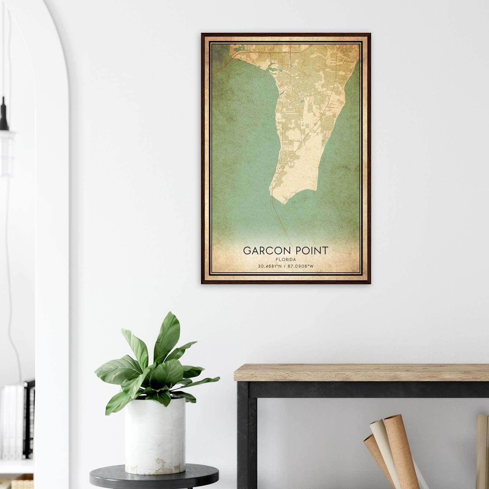 Vintage Garcon Point Florida Map Poster, Garcon Point FL City Road Wall ...