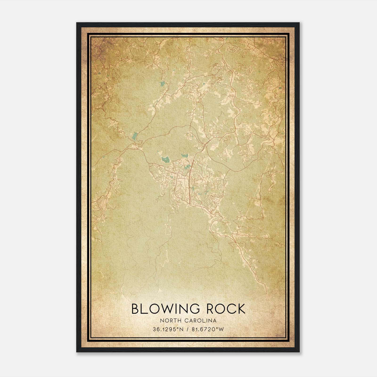 Vintage Blowing Rock North Carolina Map Poster, Blowing Rock NC City ...