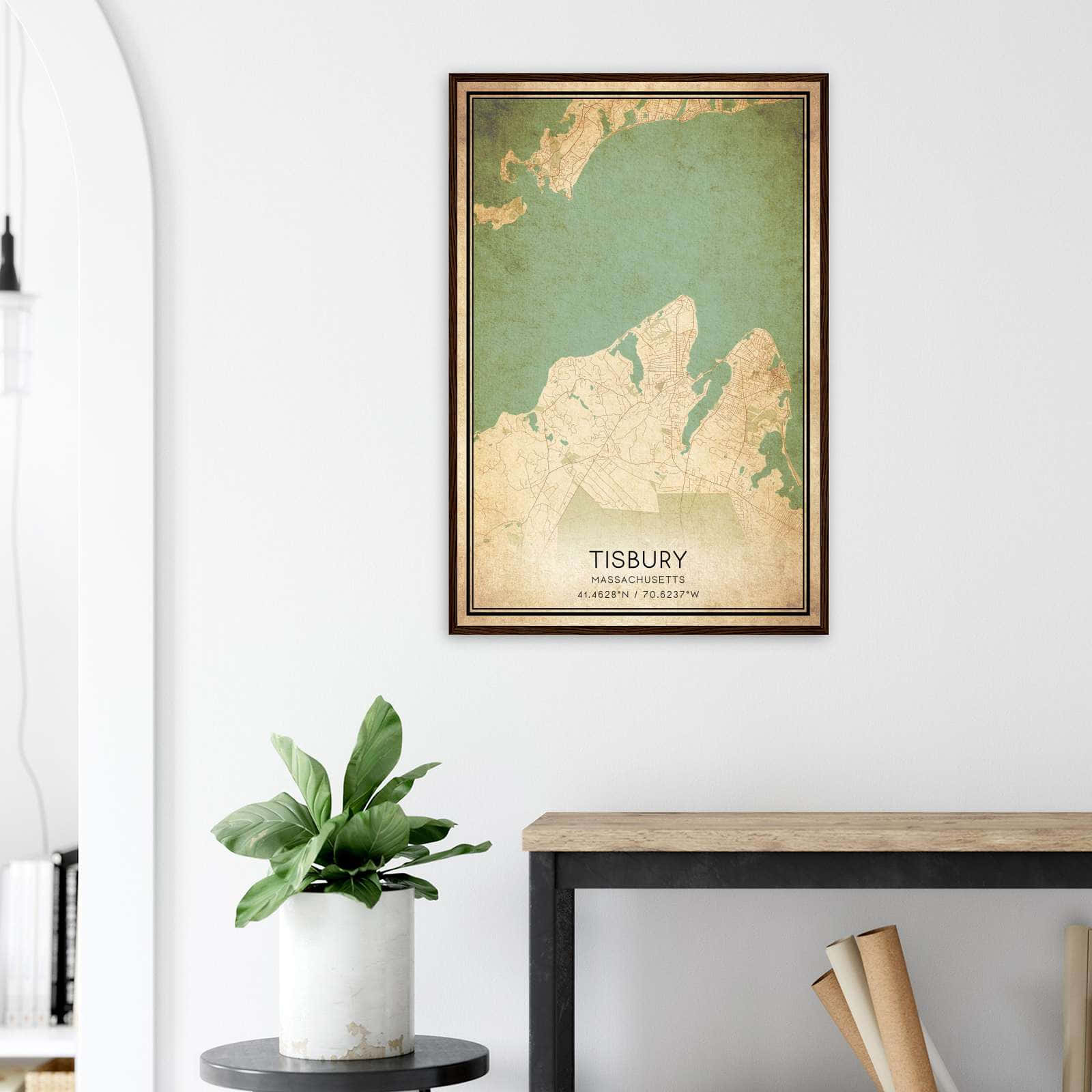 Vintage Tisbury Massachusetts Map Poster, Tisbury MA City Road Wall Art ...