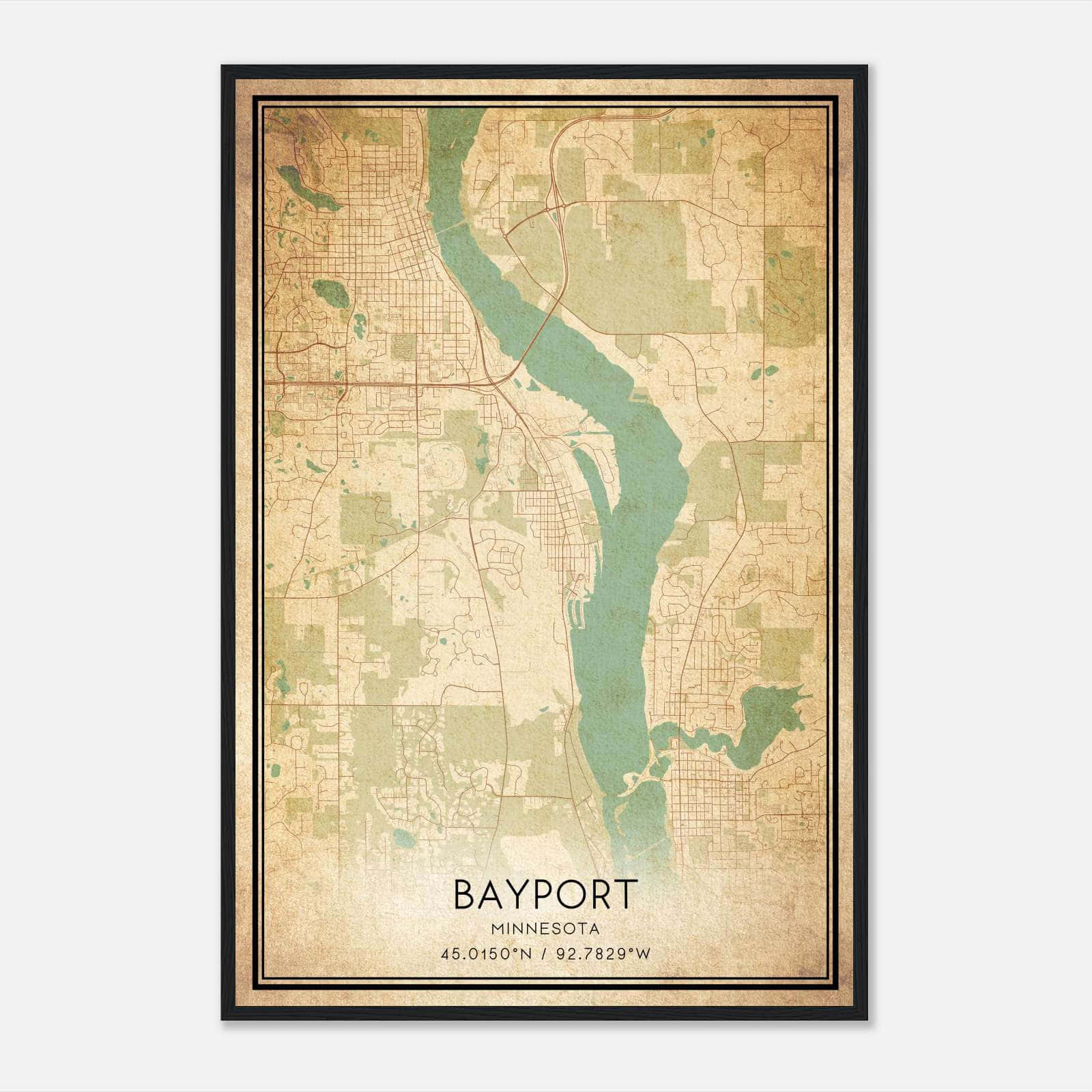Vintage Bayport Minnesota Map Poster, Bayport MN City Road Wall Art ...