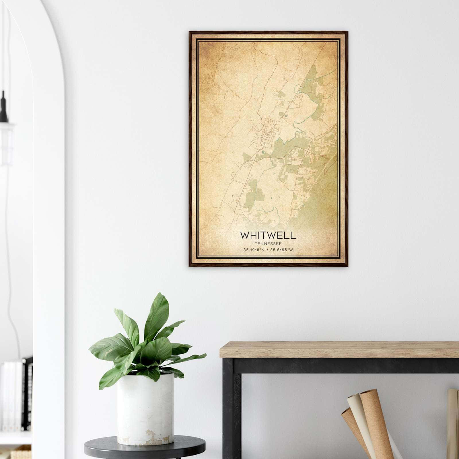 Vintage Whitwell Tennessee Map Poster, Whitwell TN City Road Wall Art ...