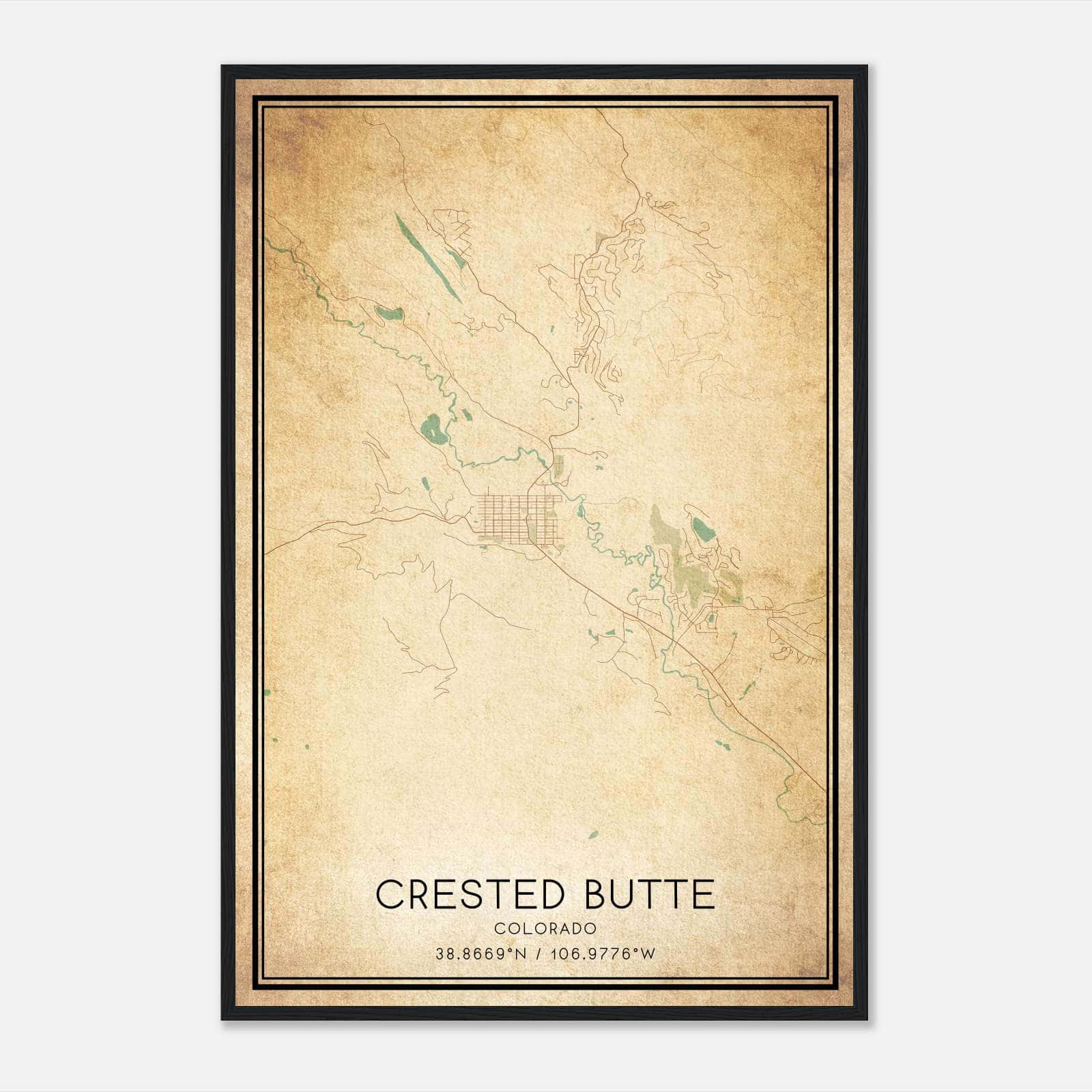 Vintage Crested Butte Colorado Map Poster, Crested Butte CO City Road ...