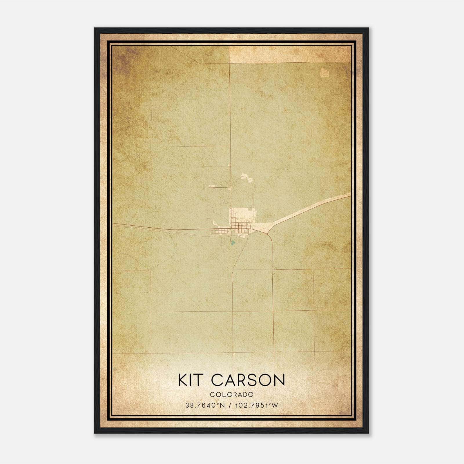 Vintage Kit Carson Colorado Map Poster, Kit Carson CO City Road Wall ...