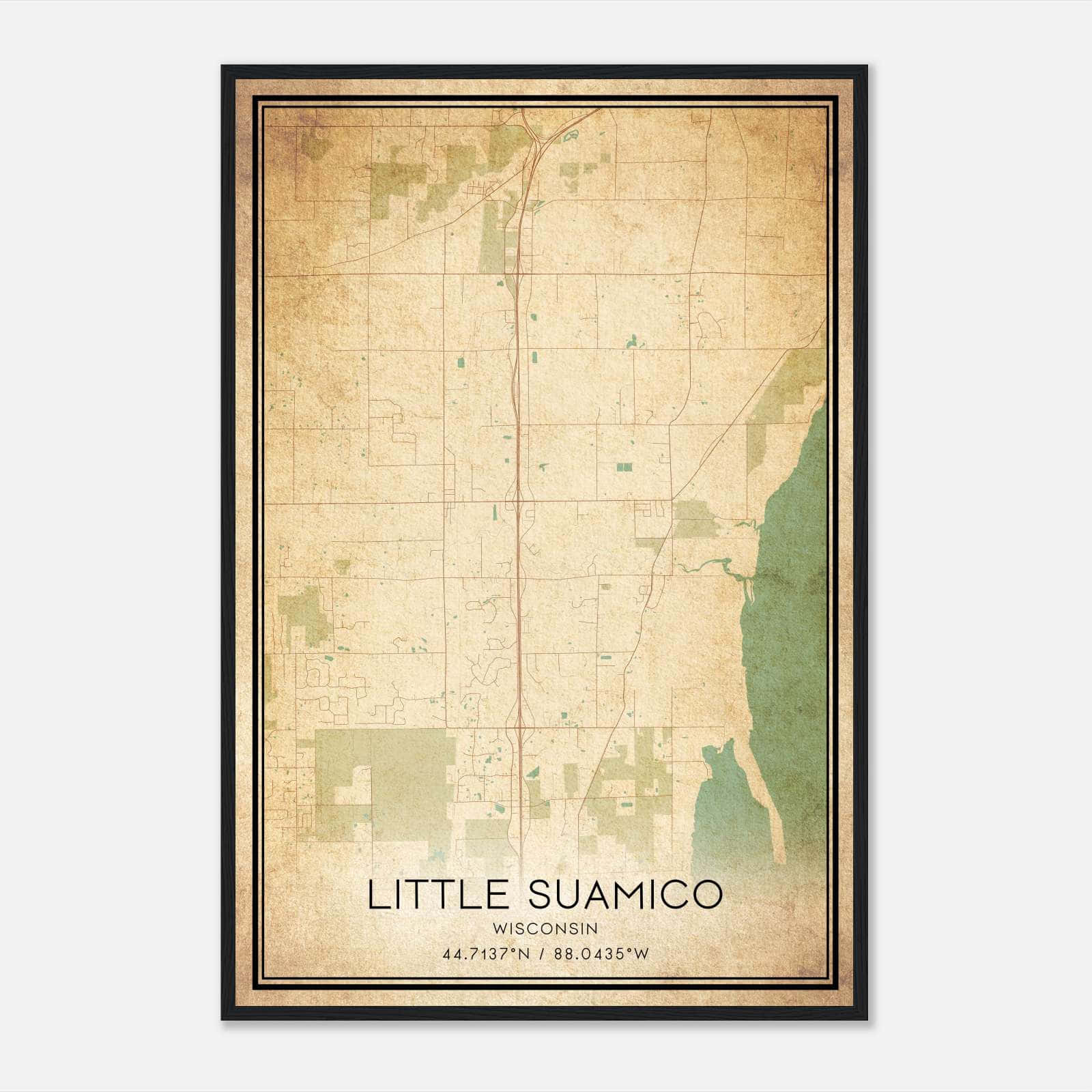 Vintage Little Suamico Wisconsin Map Poster, Little Suamico WI City ...