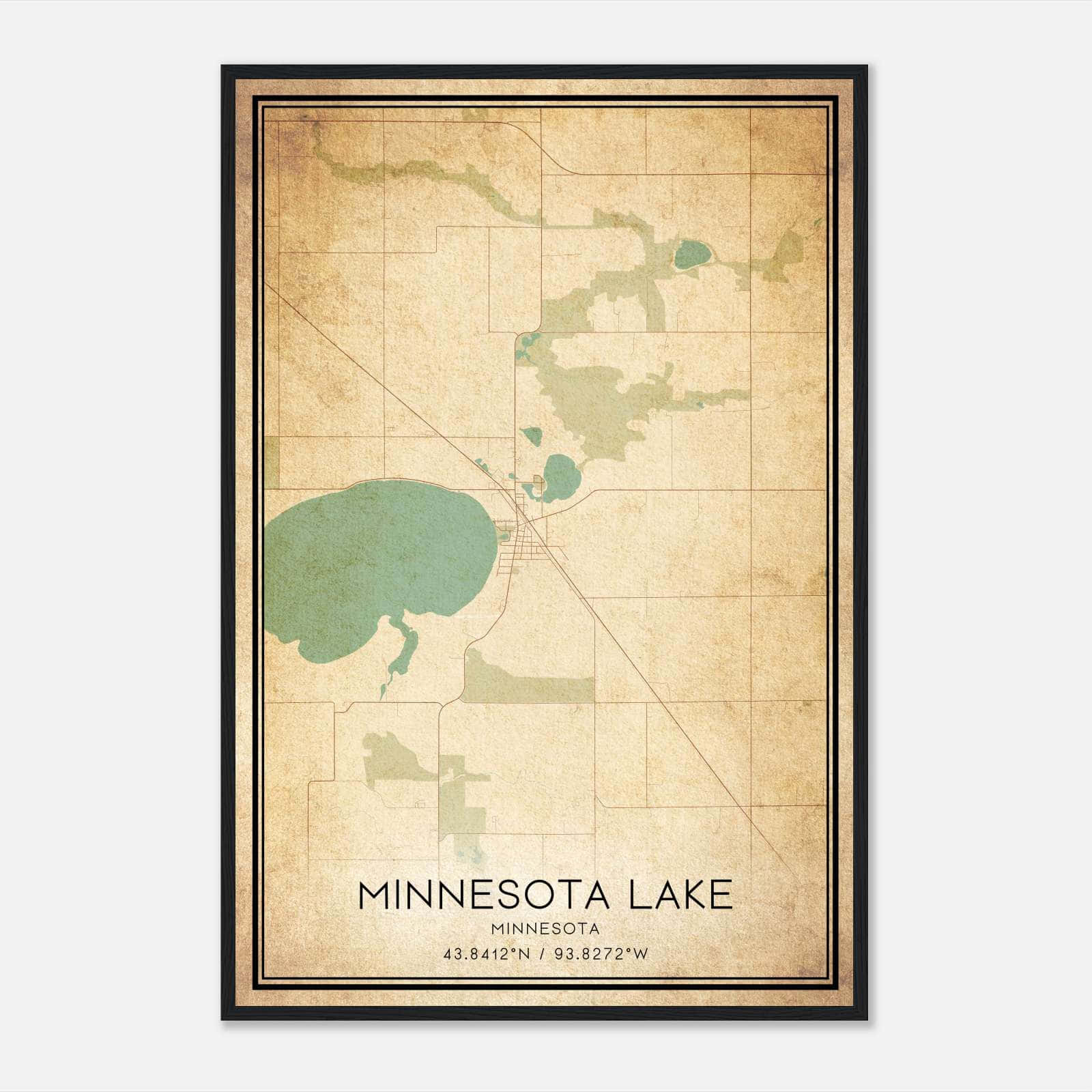 Vintage Minnesota Lake Minnesota Map Poster, Minnesota Lake MN City ...
