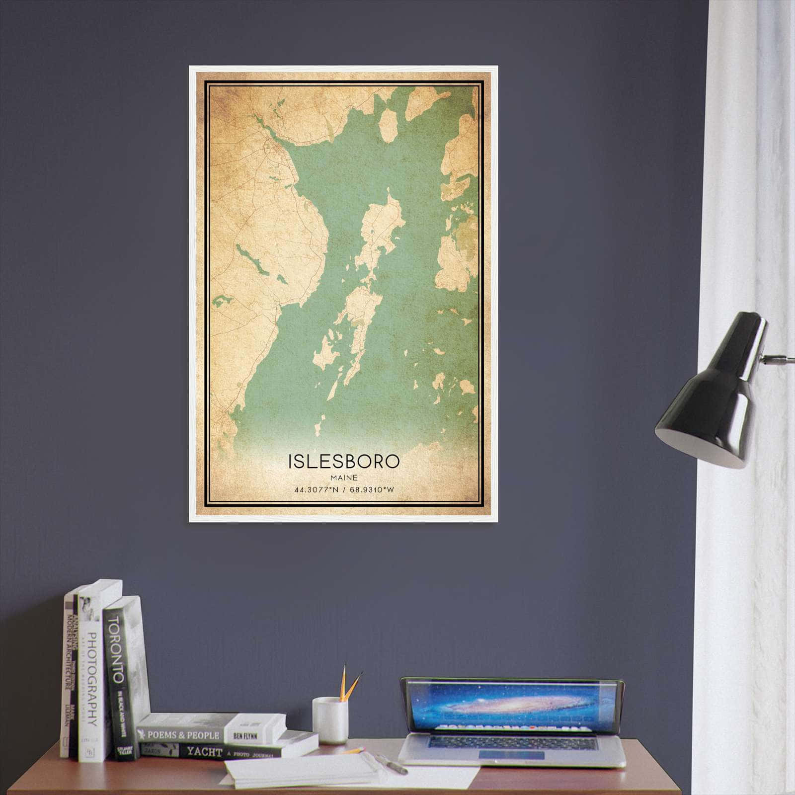 Vintage Islesboro Maine Map Poster, Islesboro ME City Road Wall Art ...