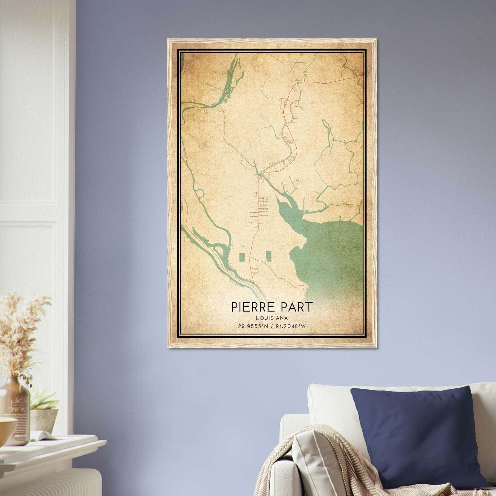 Vintage Pierre Part Louisiana Map Poster, Pierre Part LA City Road Wall ...