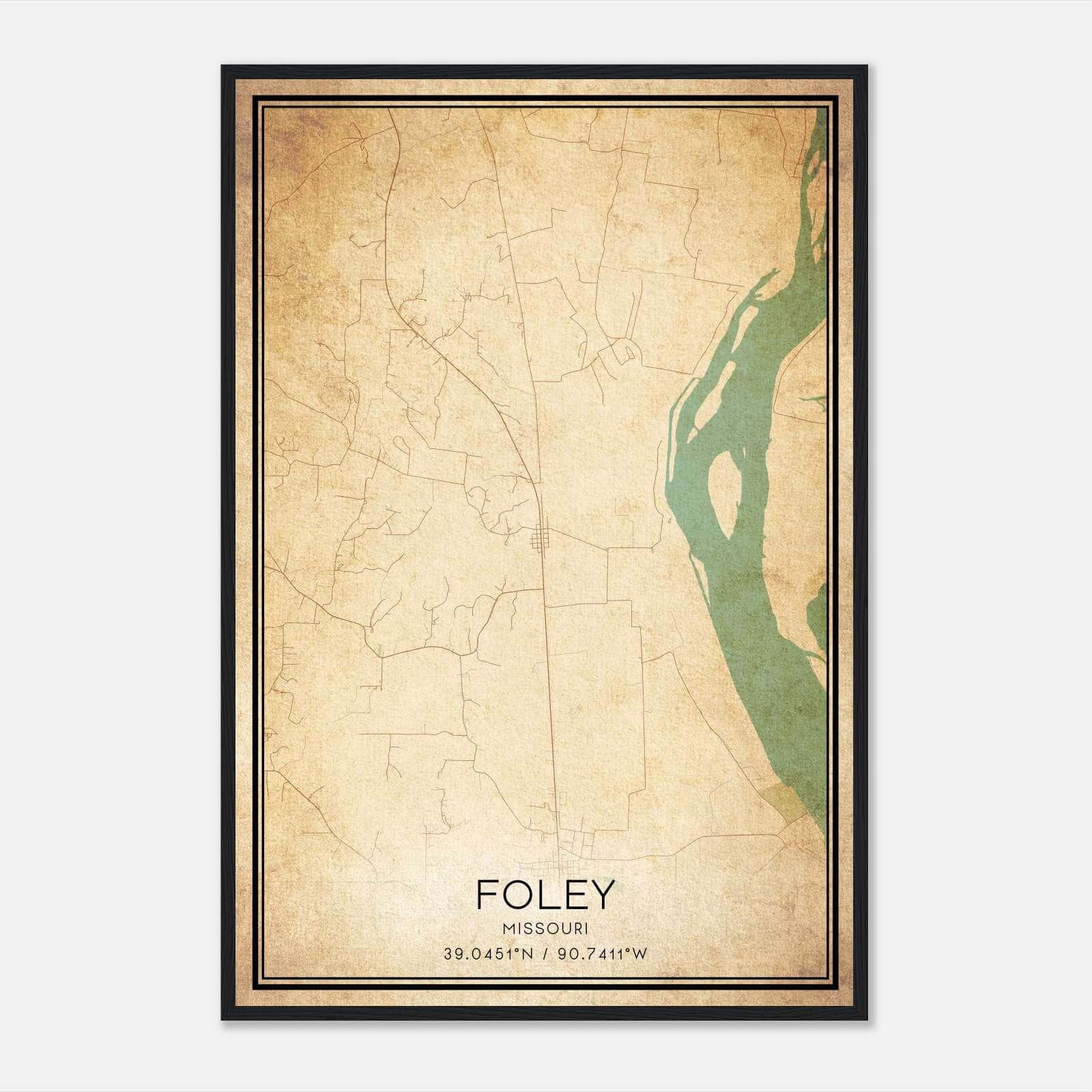 Vintage Foley Missouri Map Poster, Foley MO City Road Wall Art Print ...