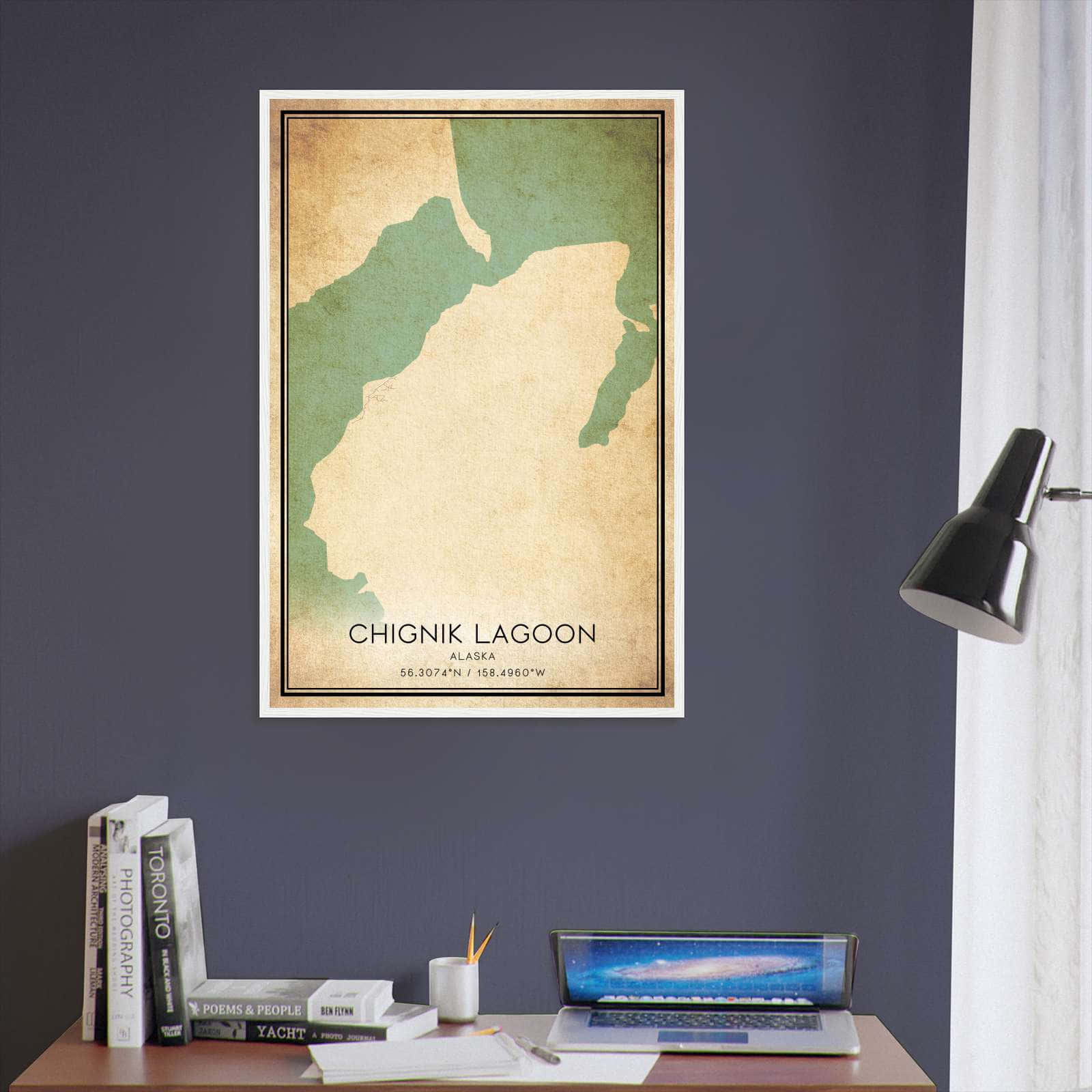 Vintage Chignik Lagoon Alaska Map Poster, Chignik Lagoon AK City Road ...