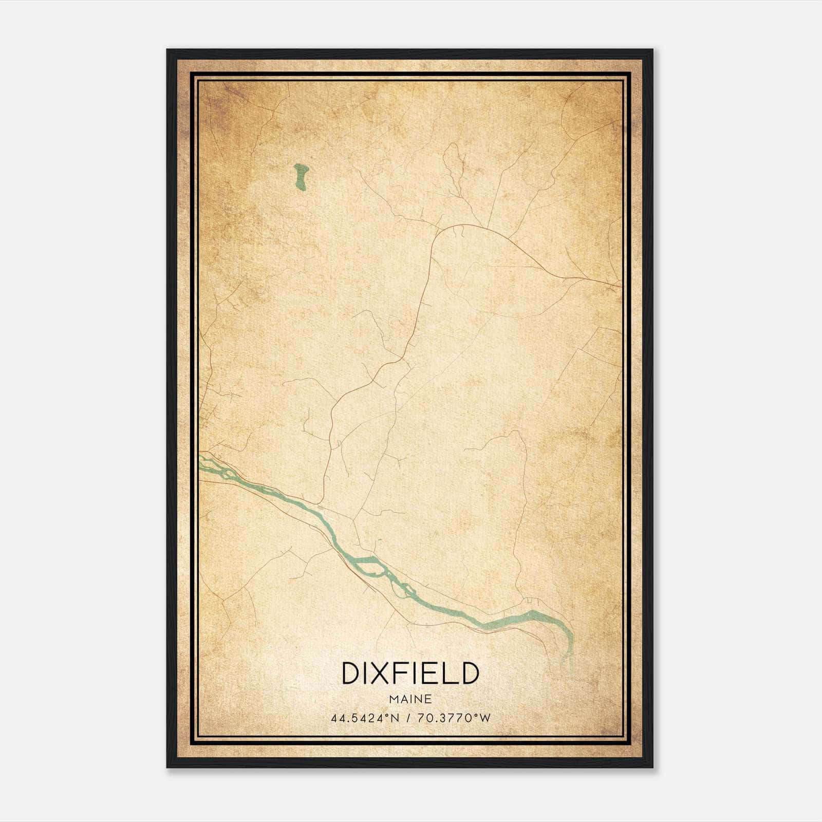 Vintage Dixfield Maine Map Poster, Dixfield ME City Road Wall Art Print ...